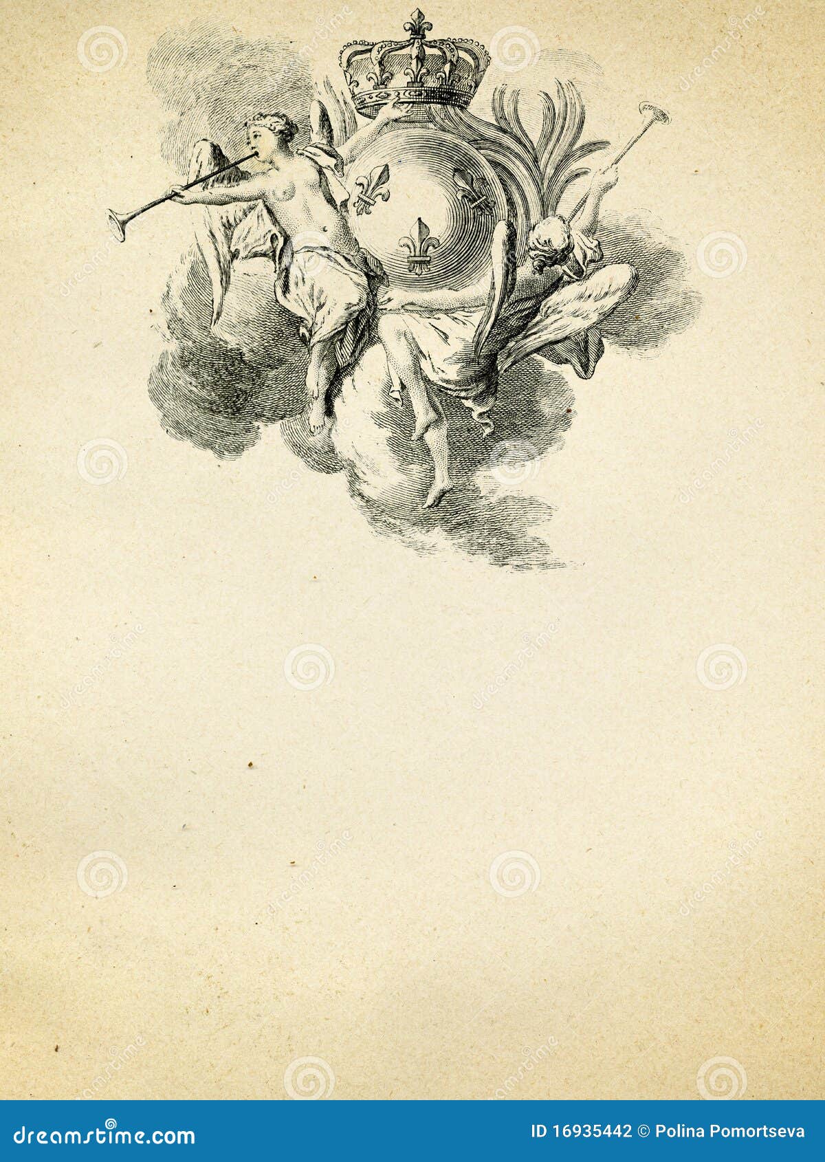 Antique Emblem on Old Paper Background Stock Illustration ...