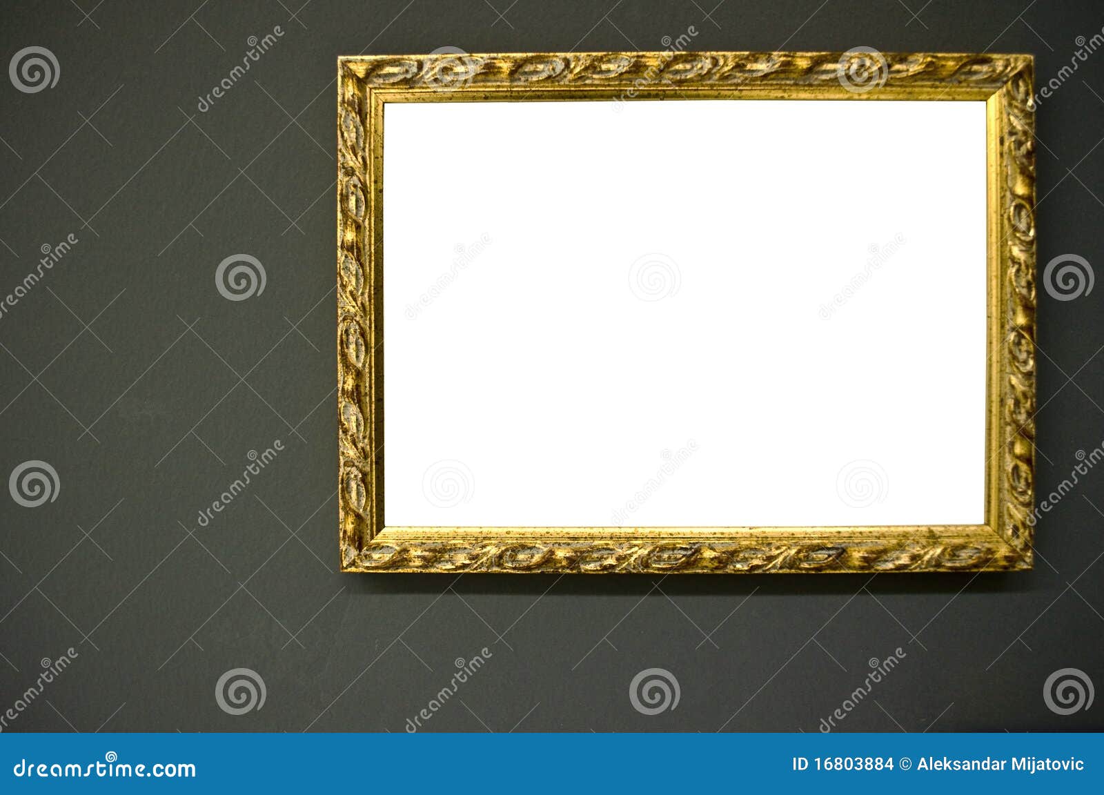 Antique Empty Golden Frame on Grunge Wall Stock Photo - Image of ...