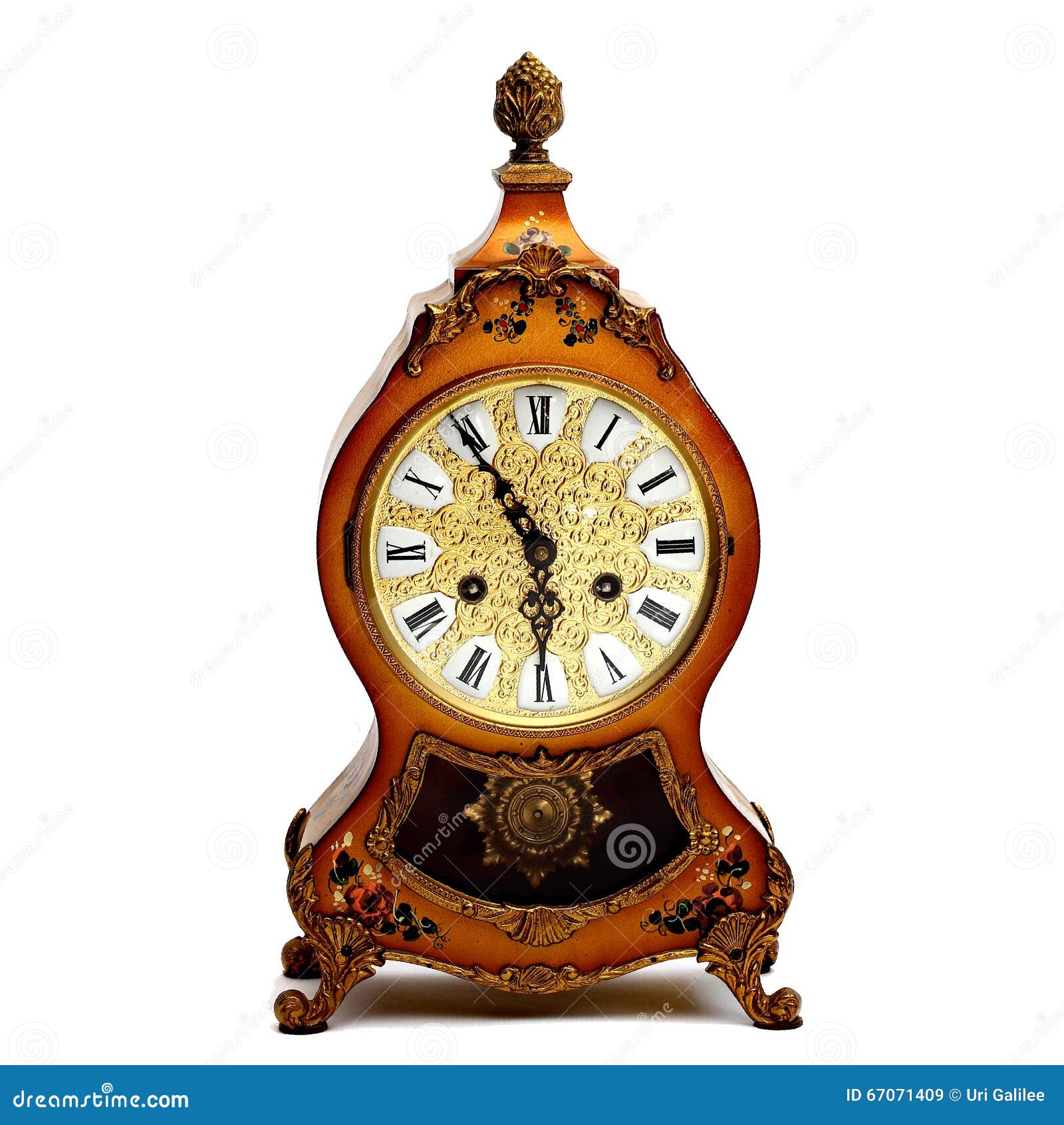 Antique English Painted Clock Stock Image - Image of wooden, background ...