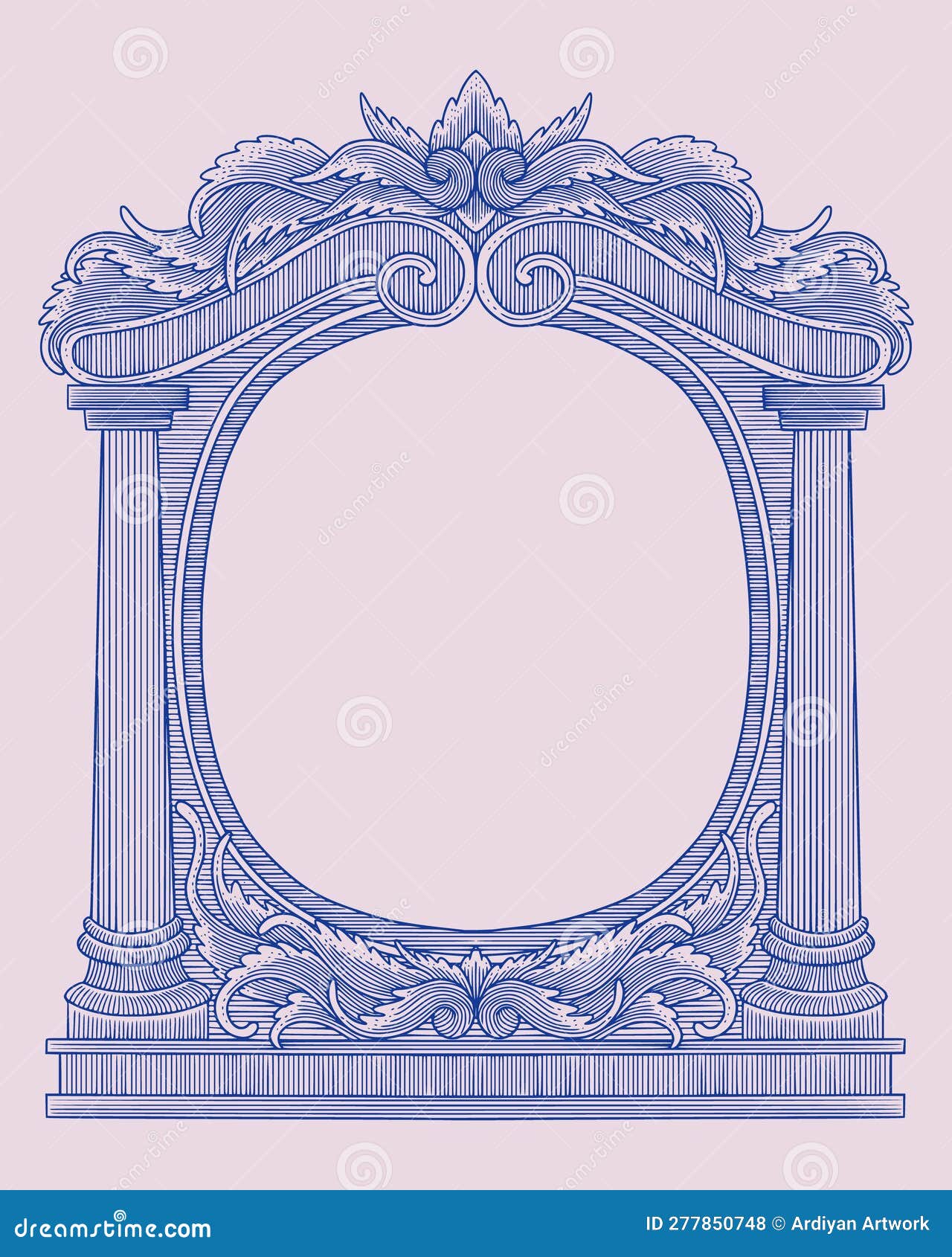 Antique Engraving Frame, Vector Drawing Vintage Illustration Stock ...