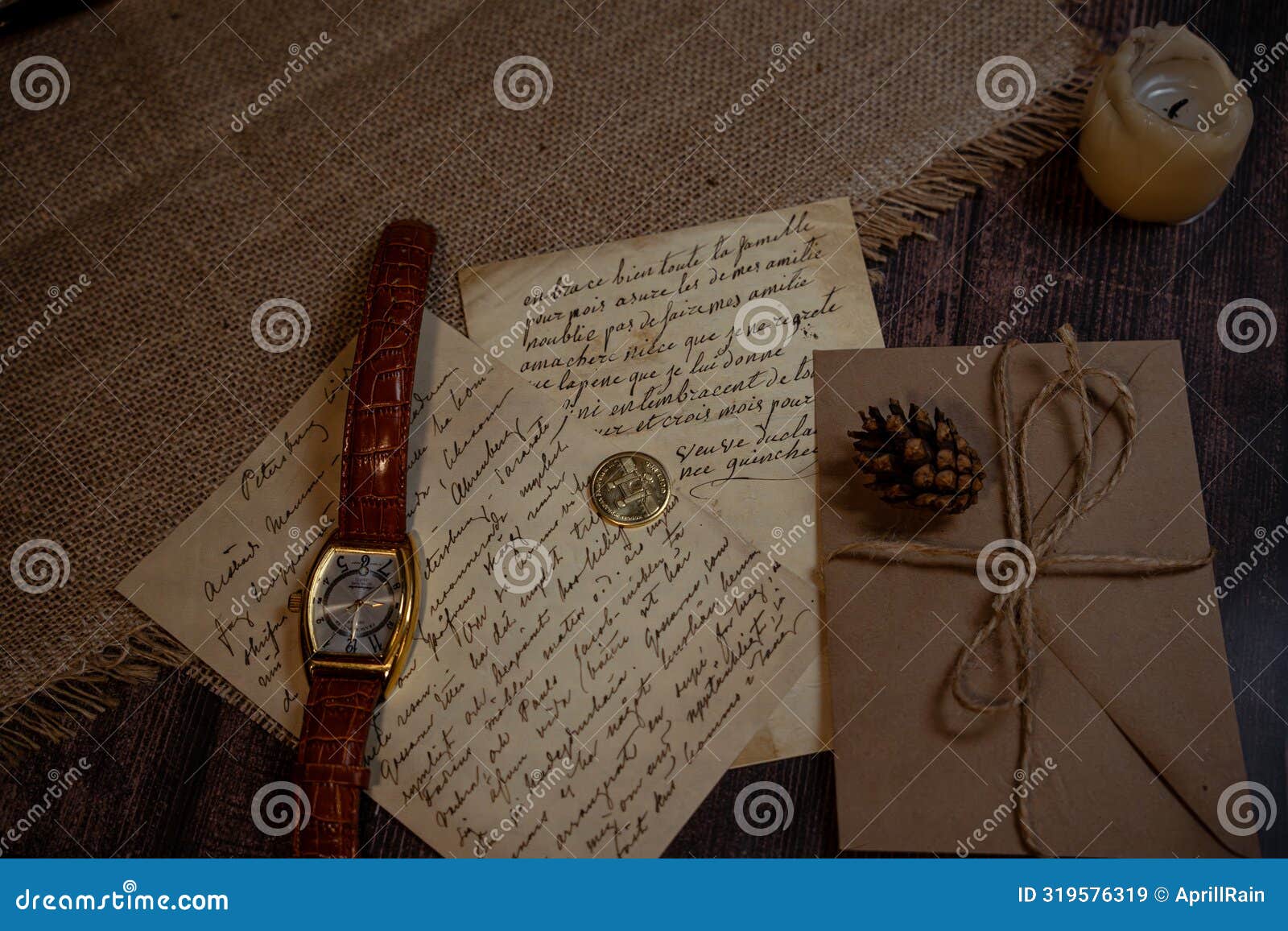 An Antique Envelope And A Letter On The Table Royalty-Free Stock ...