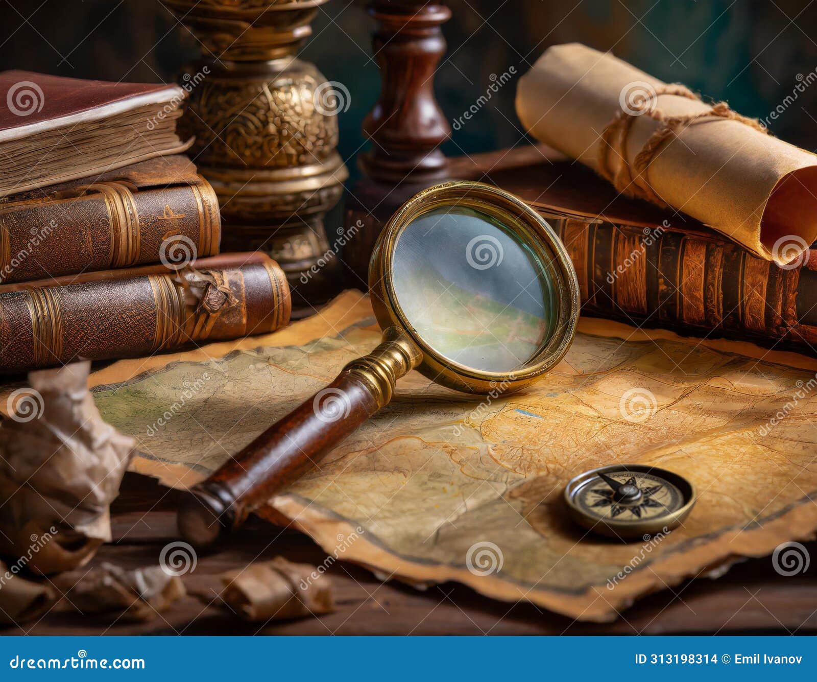 Antique Exploration and Navigation Desk Stock Illustration ...