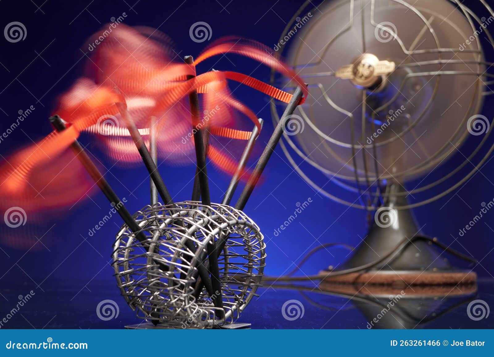 Antique Fan Blowing Red Ribbons Stock Photo - Image of breeze, draft ...