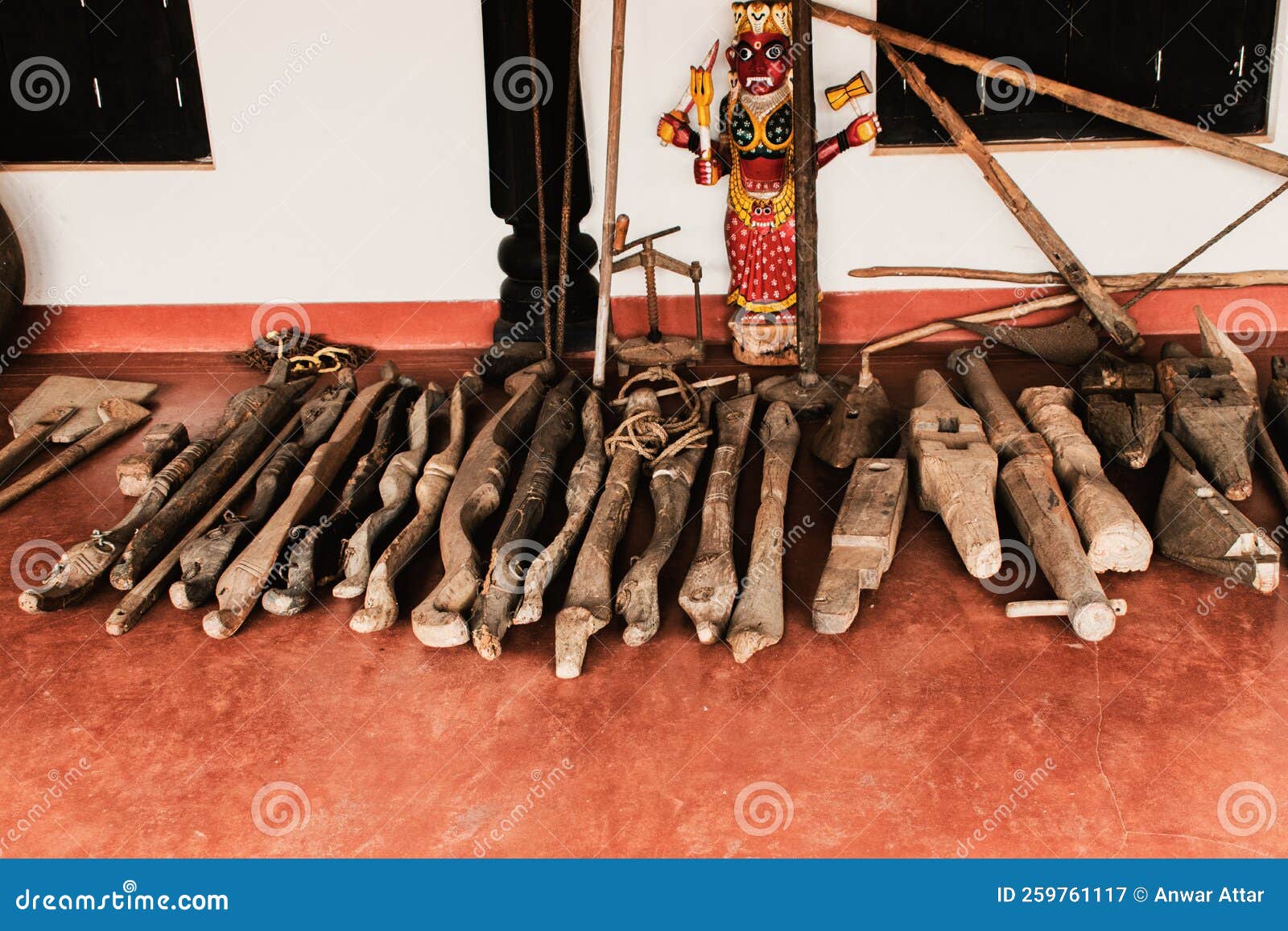 Antique Farm Tools Collection, Wooden Farm Tools Set. Editorial ...