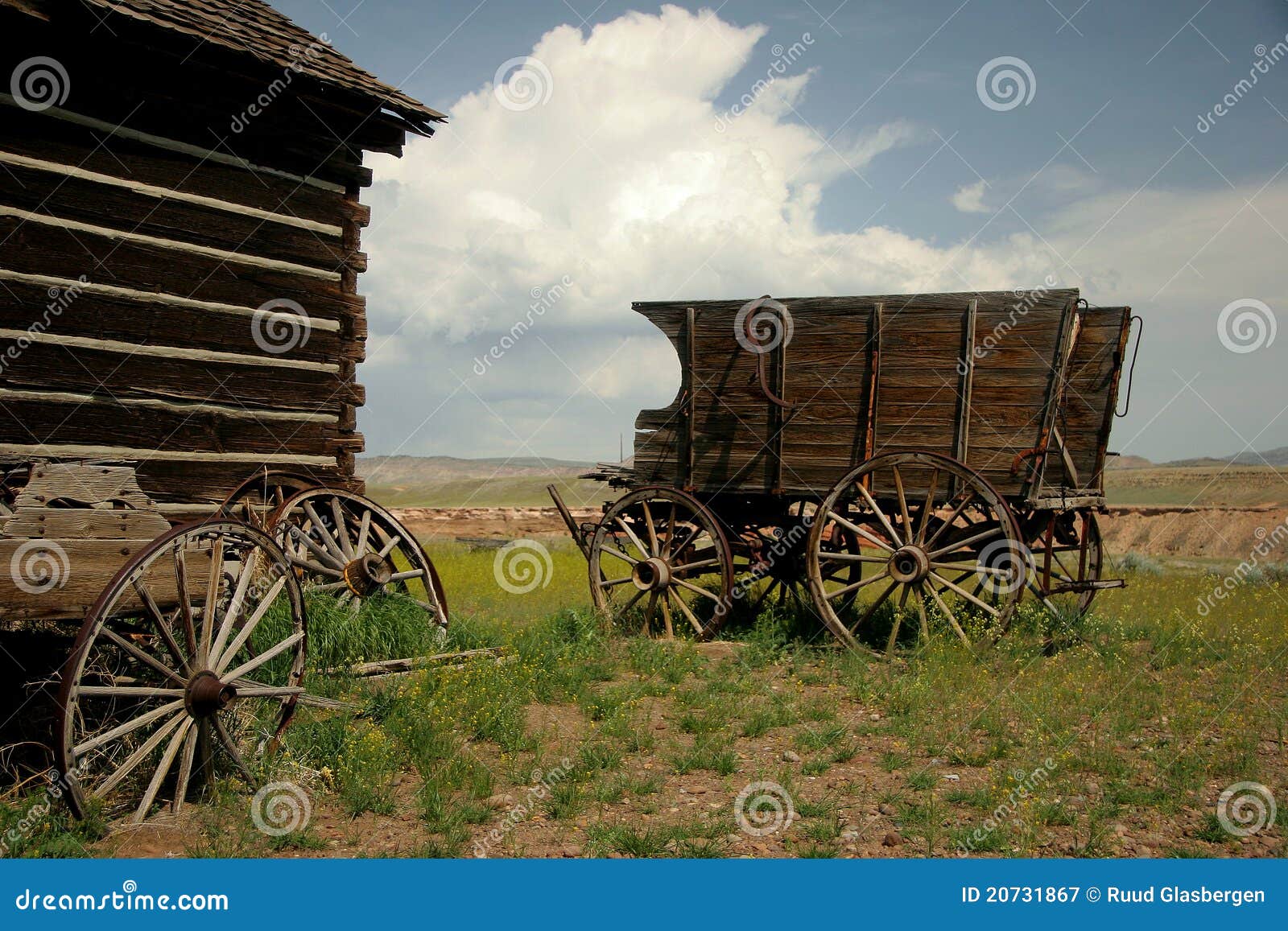 Antique Farm Wagons Left in the Landscape Stock Image - Image of wooden ...