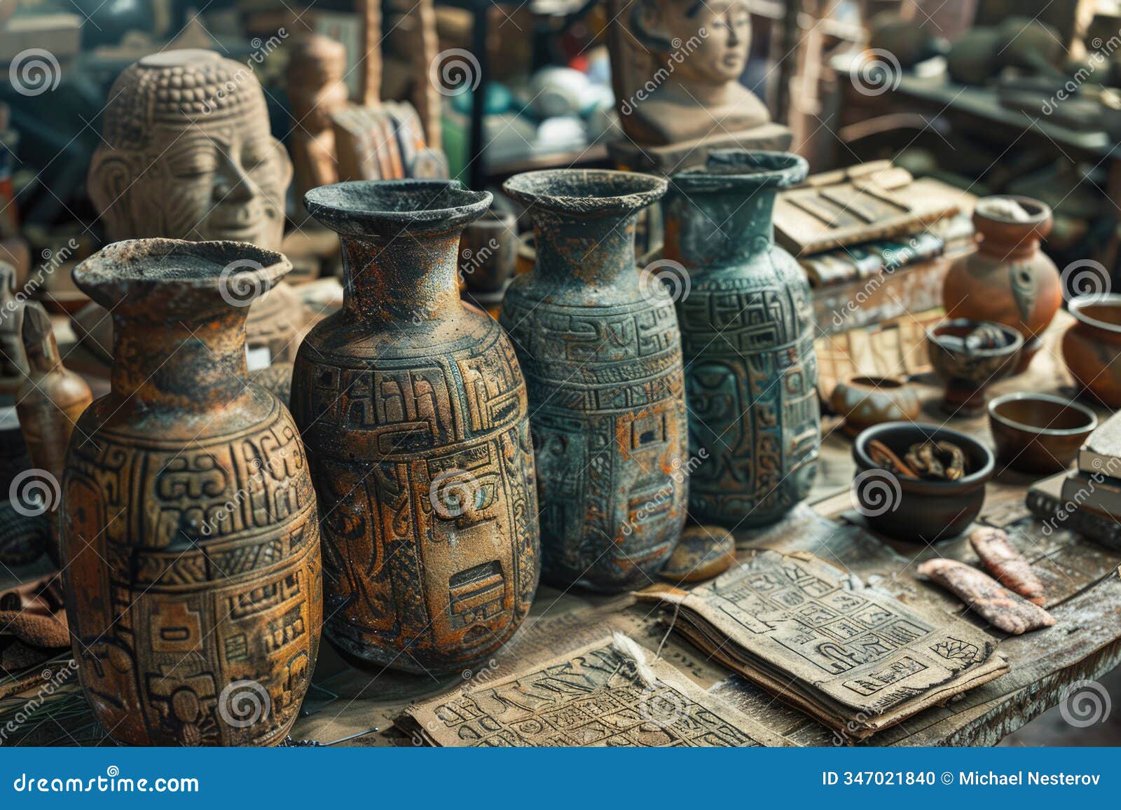 Antique Finds of Ancient Civilization, Historical Artifacts Stock Photo ...