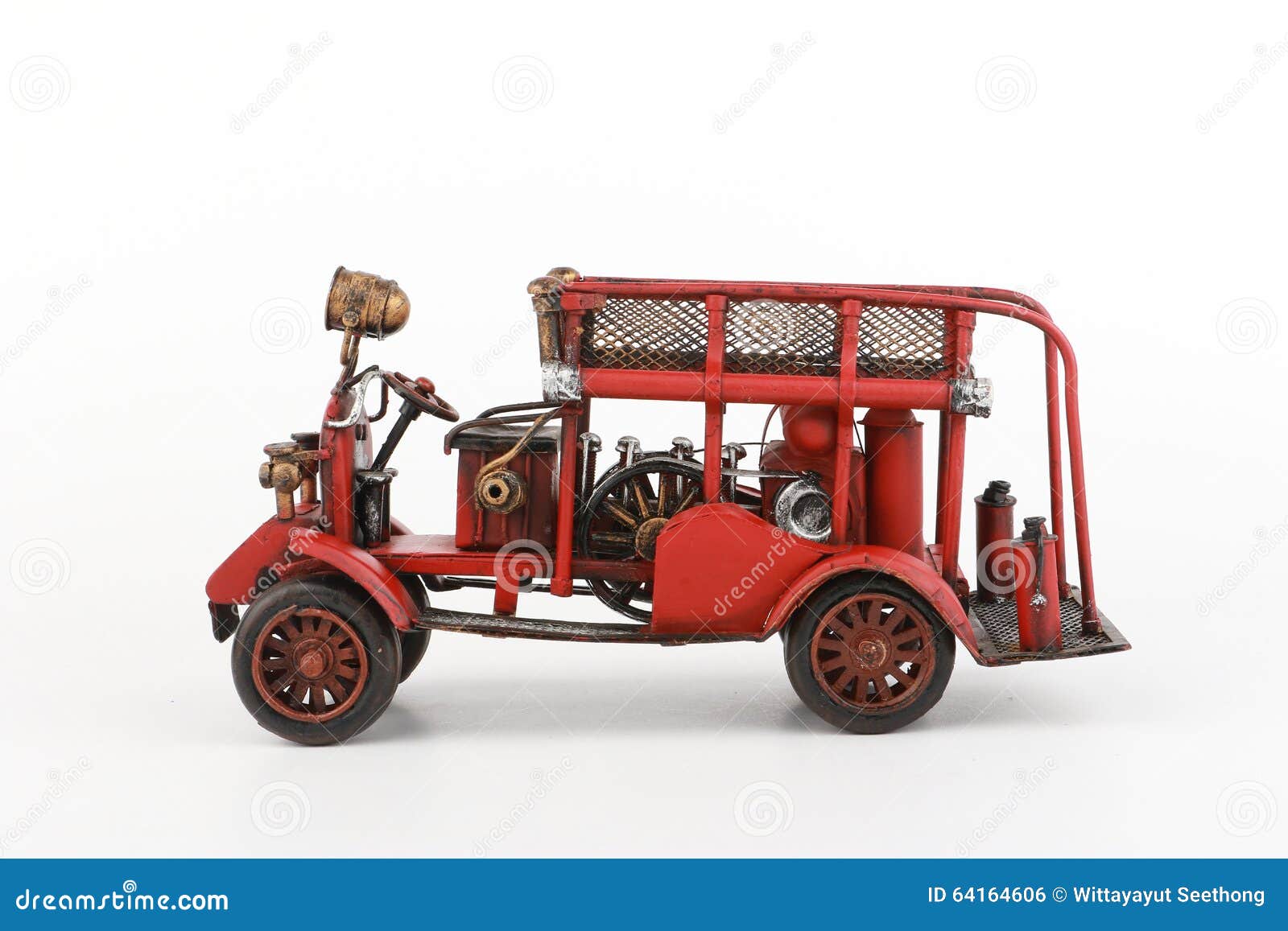 Antique Fire Truck Model On White Background Stock Photo - Image of ...