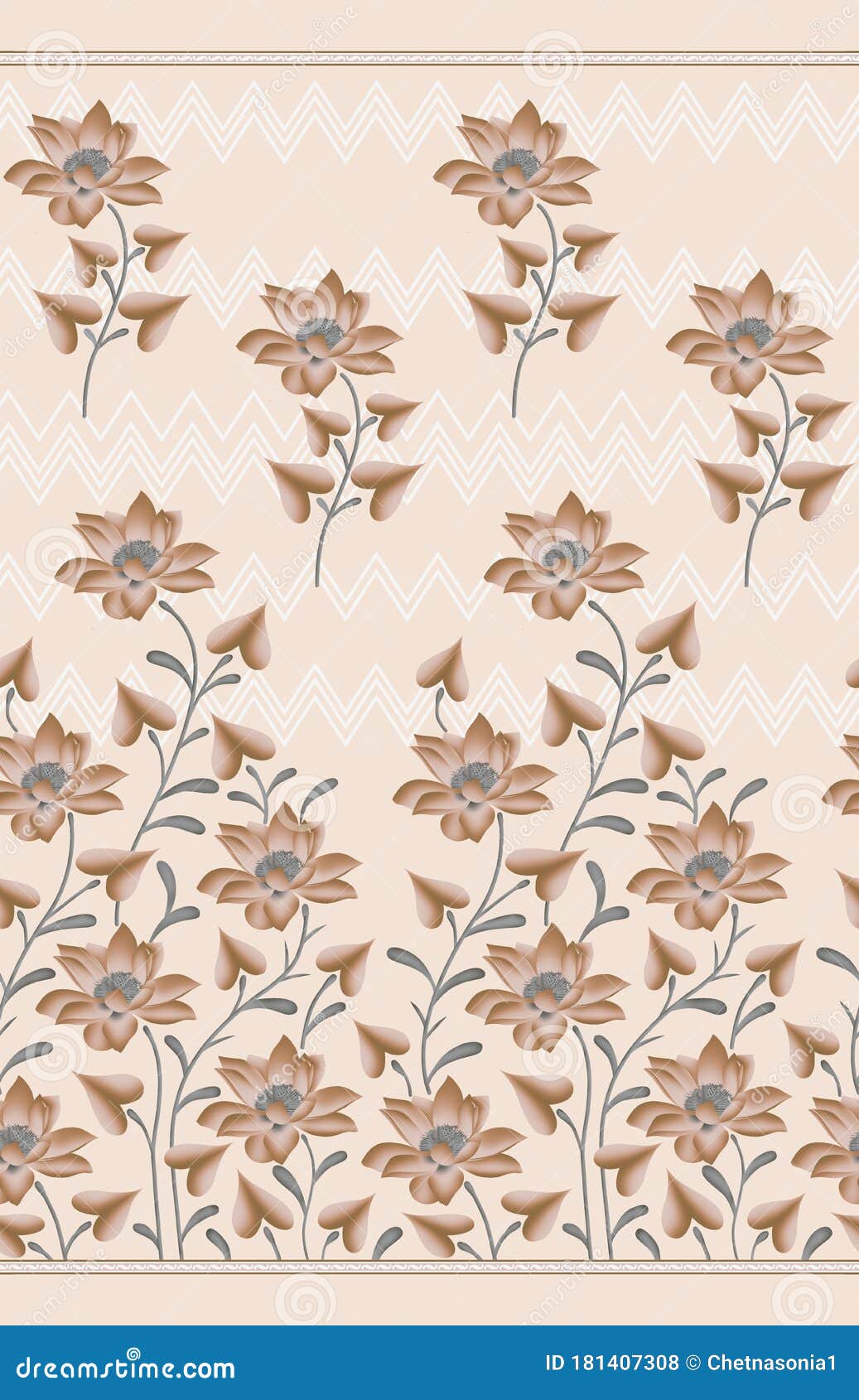 Antique Flower Design with Digital Background Stock Illustration ...