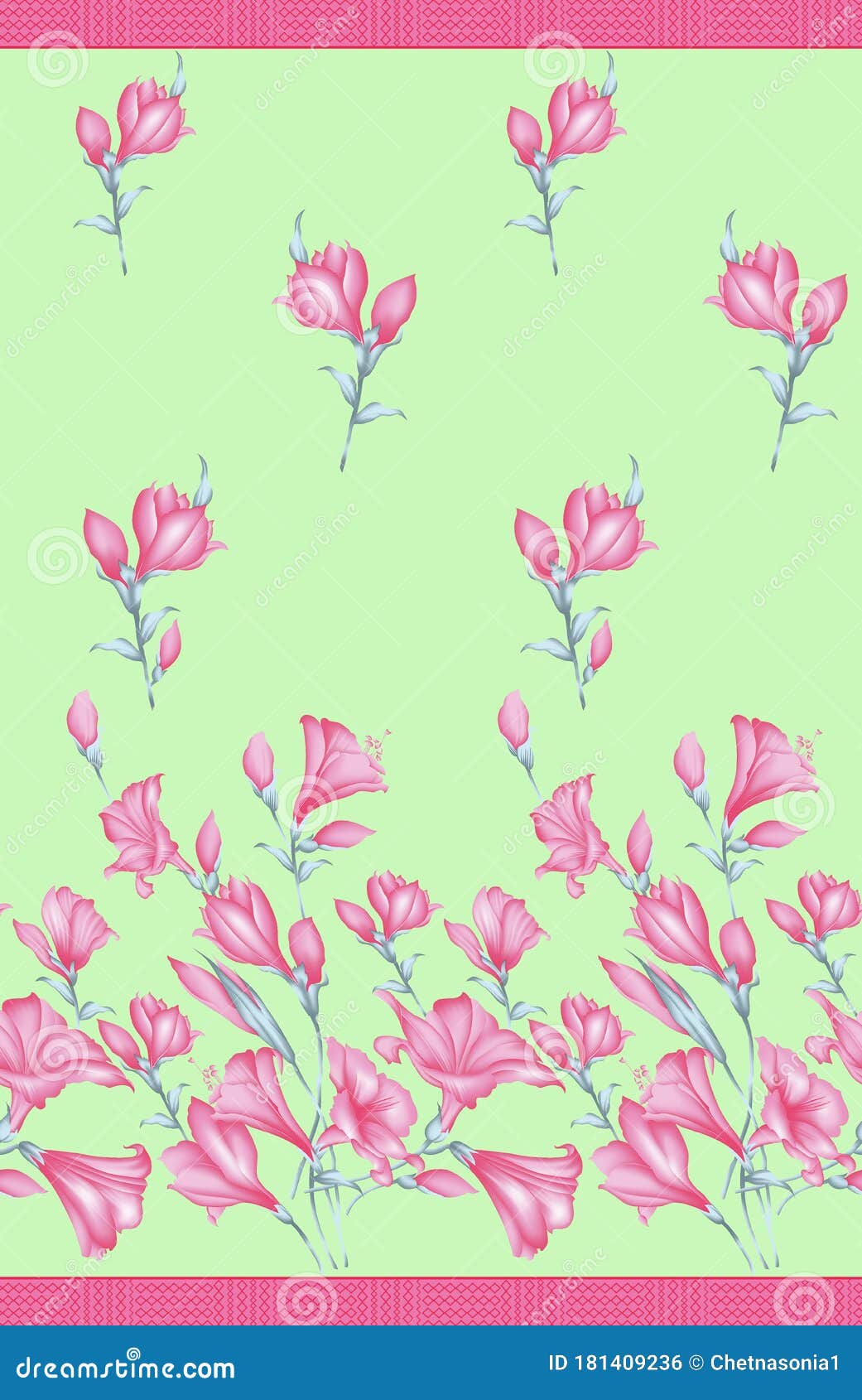 Antique Flower Design with Digital Background Stock Illustration ...