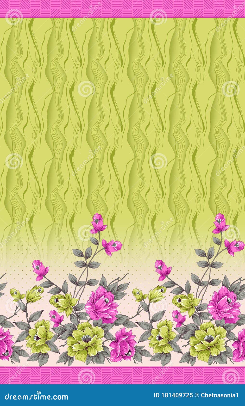 Antique Flower Design with Digital Background Stock Illustration ...