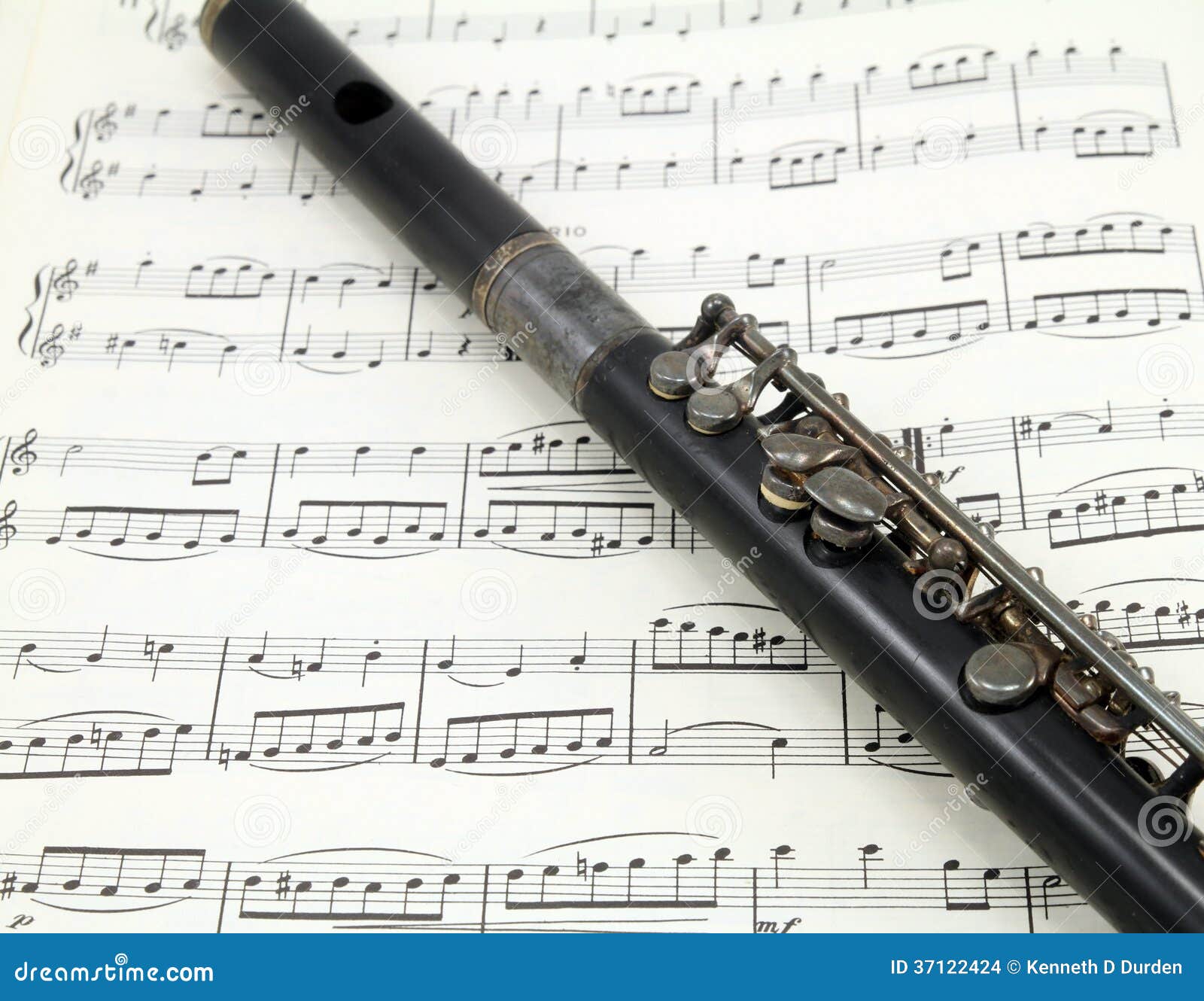 Antique Flute and Music stock photo. Image of musical - 37122424