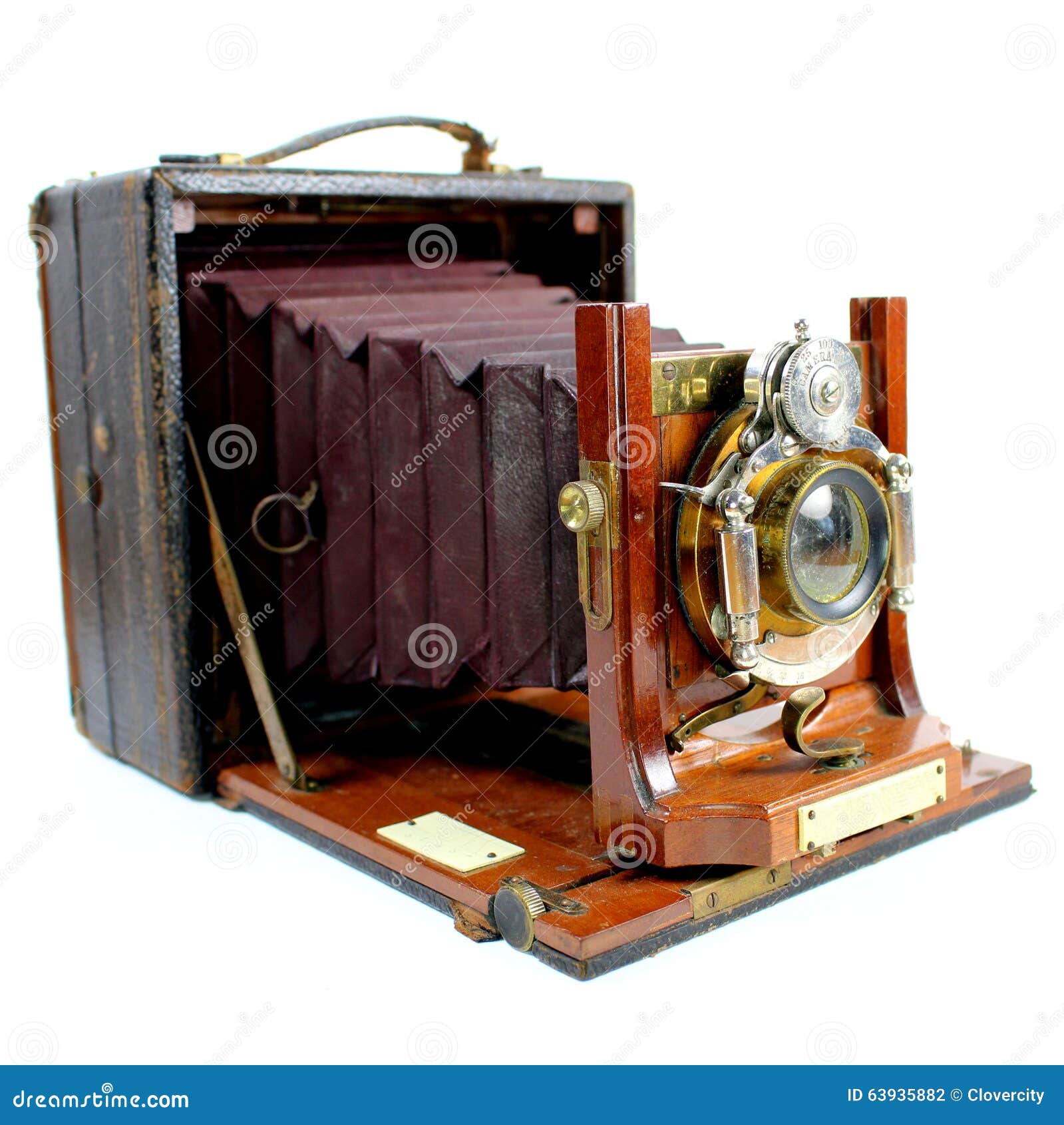 Antique Folding Camera Side View Stock Photo - Image of front, side ...