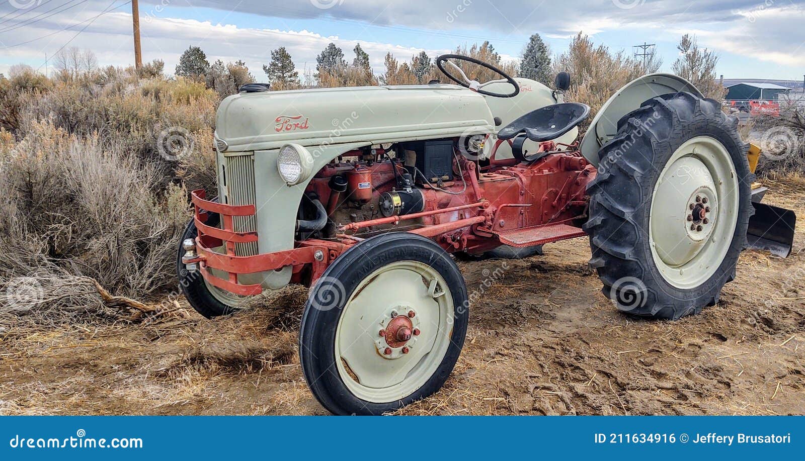 Ford Tractor With Trailer, Used As A Hay Bales Loader And Hauler Stands ...
