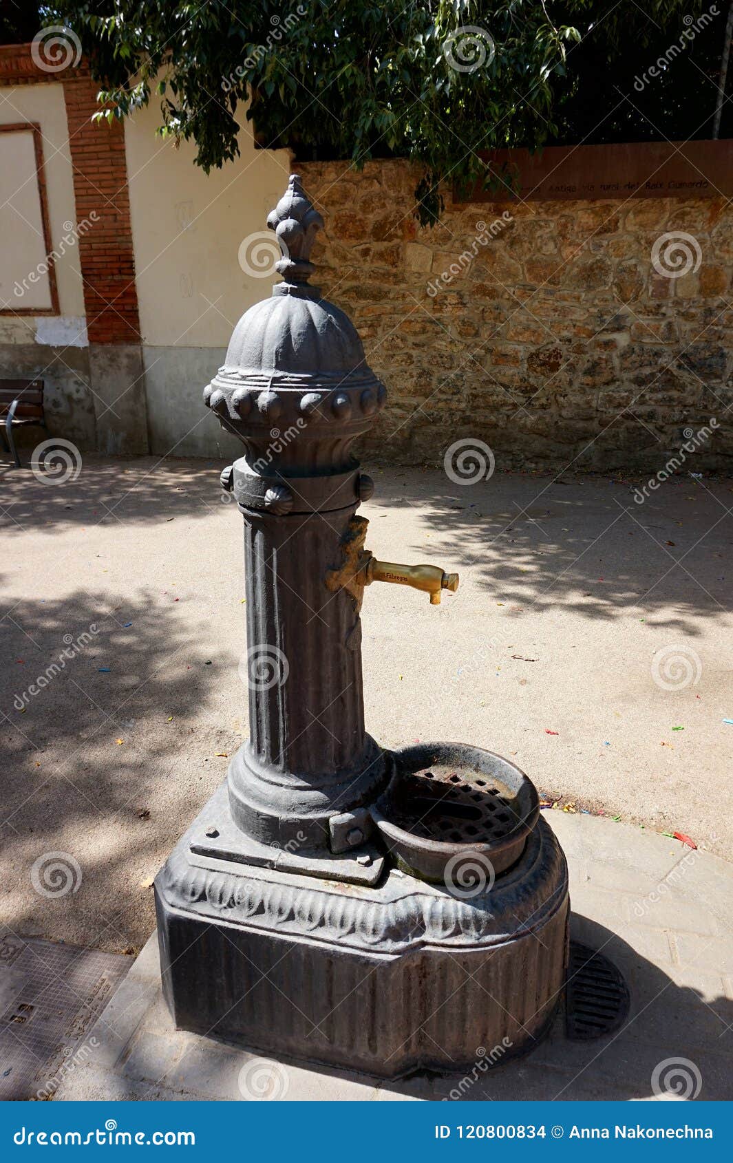 Antique Forged Column for Drinking Water in Barcelona Stock Photo ...