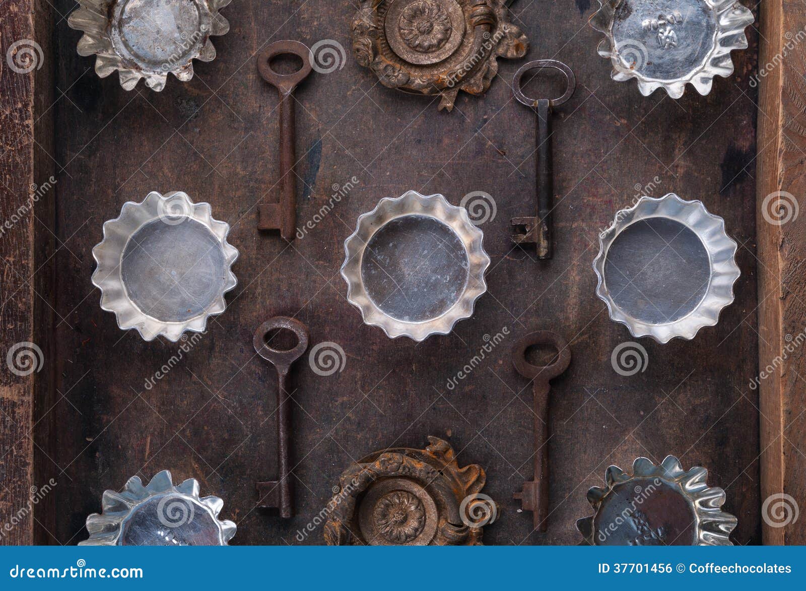 Antique Forms for Cookies and Old Keys Stock Photo - Image of macro ...