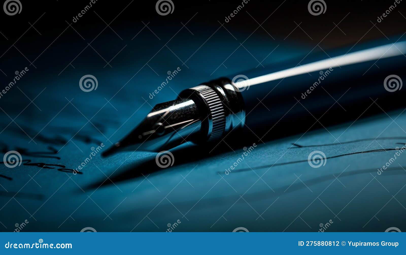 Antique Fountain Pen Writes Elegant Calligraphy Script Generated by AI ...