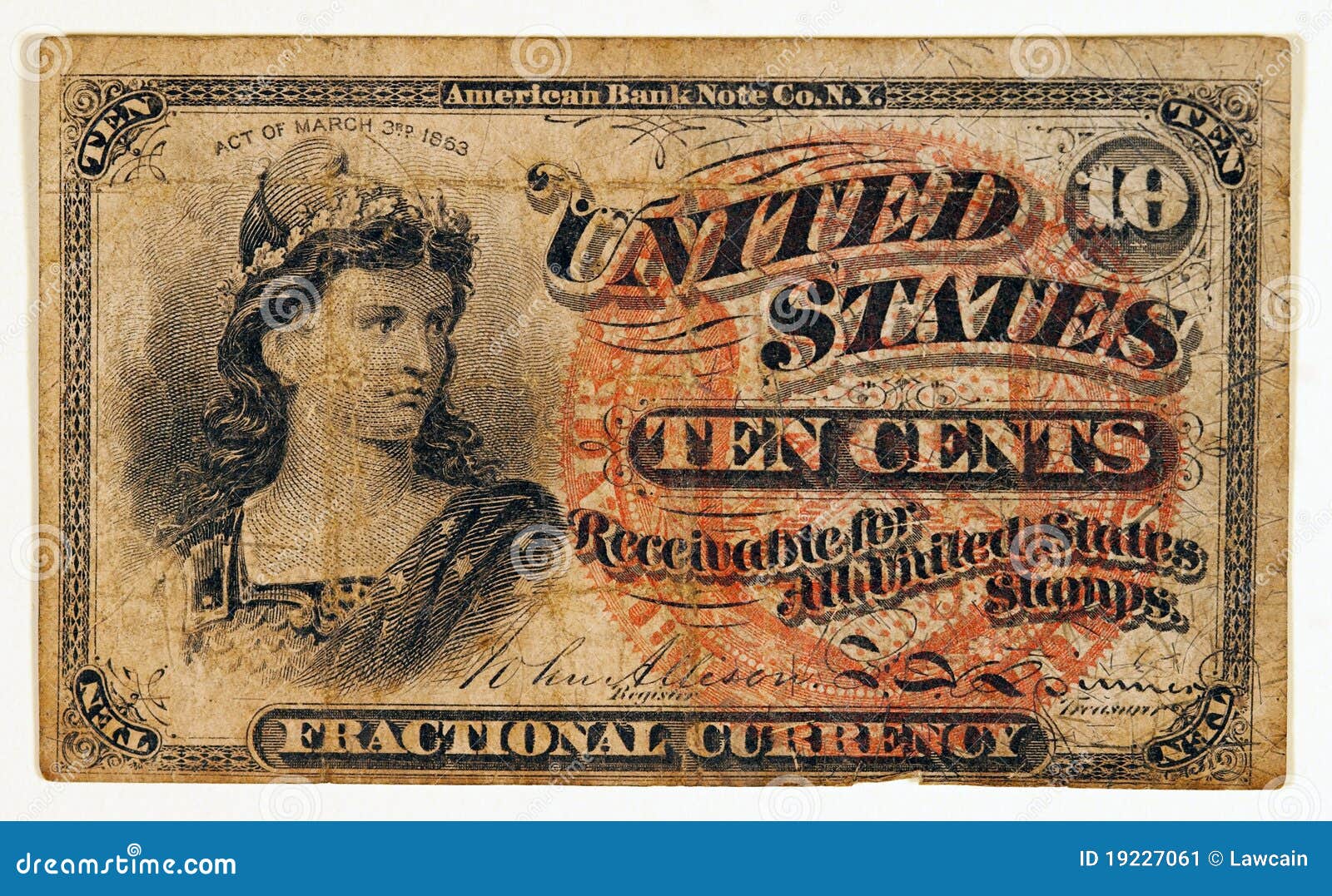 Antique Fractional Currency Note Stock Image - Image of obverse ...