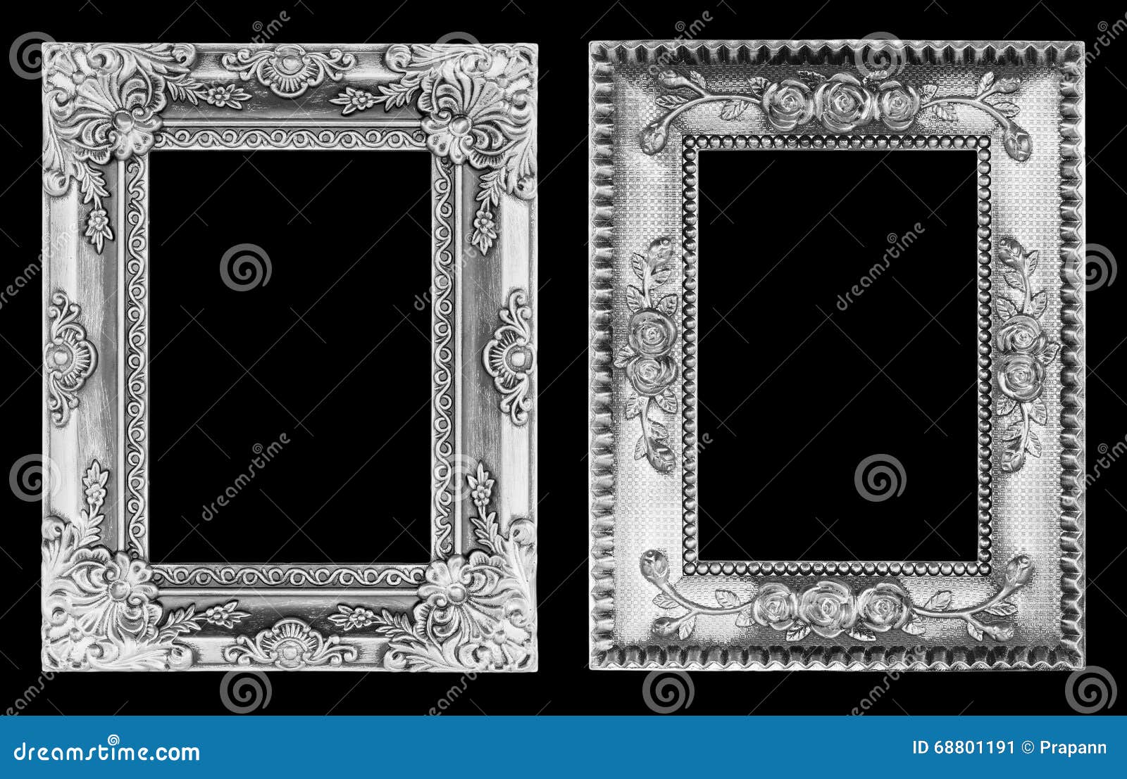 The Antique Frame Isolated on Black Stock Image - Image of baroque ...