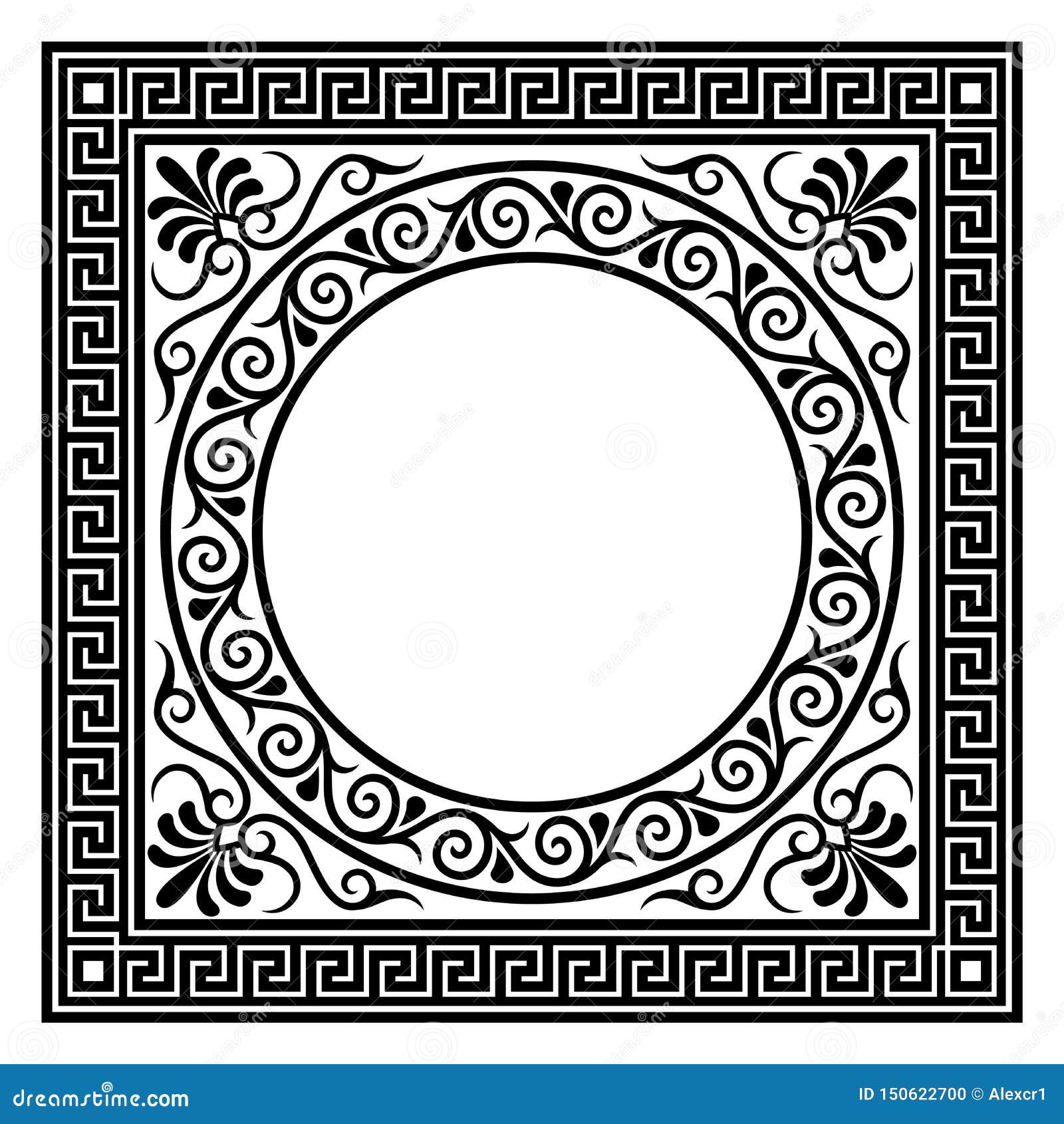 Antique Frame with Meander. Vintage Vector Card. Stock Vector ...