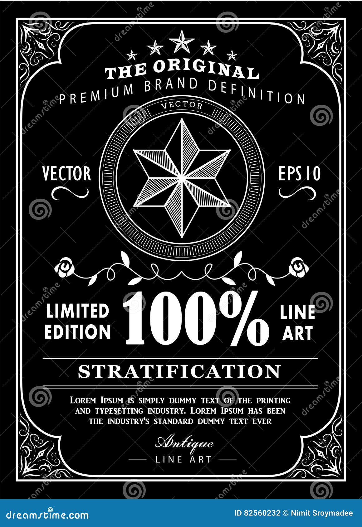 Antique Frame Typography Label Poster Vintage Blackboard Design Stock ...