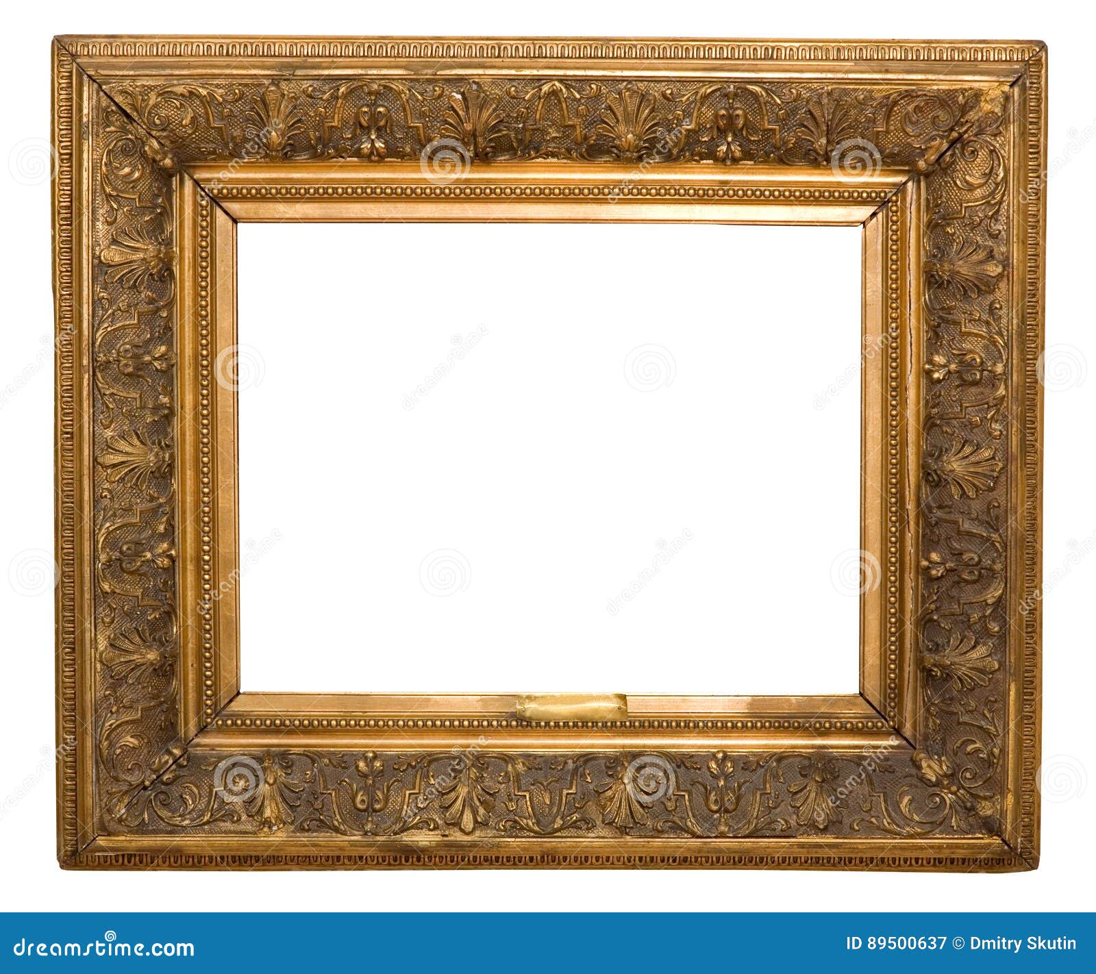 Antique Frame is Very Old with Cracks and Uneven Isolated on White ...