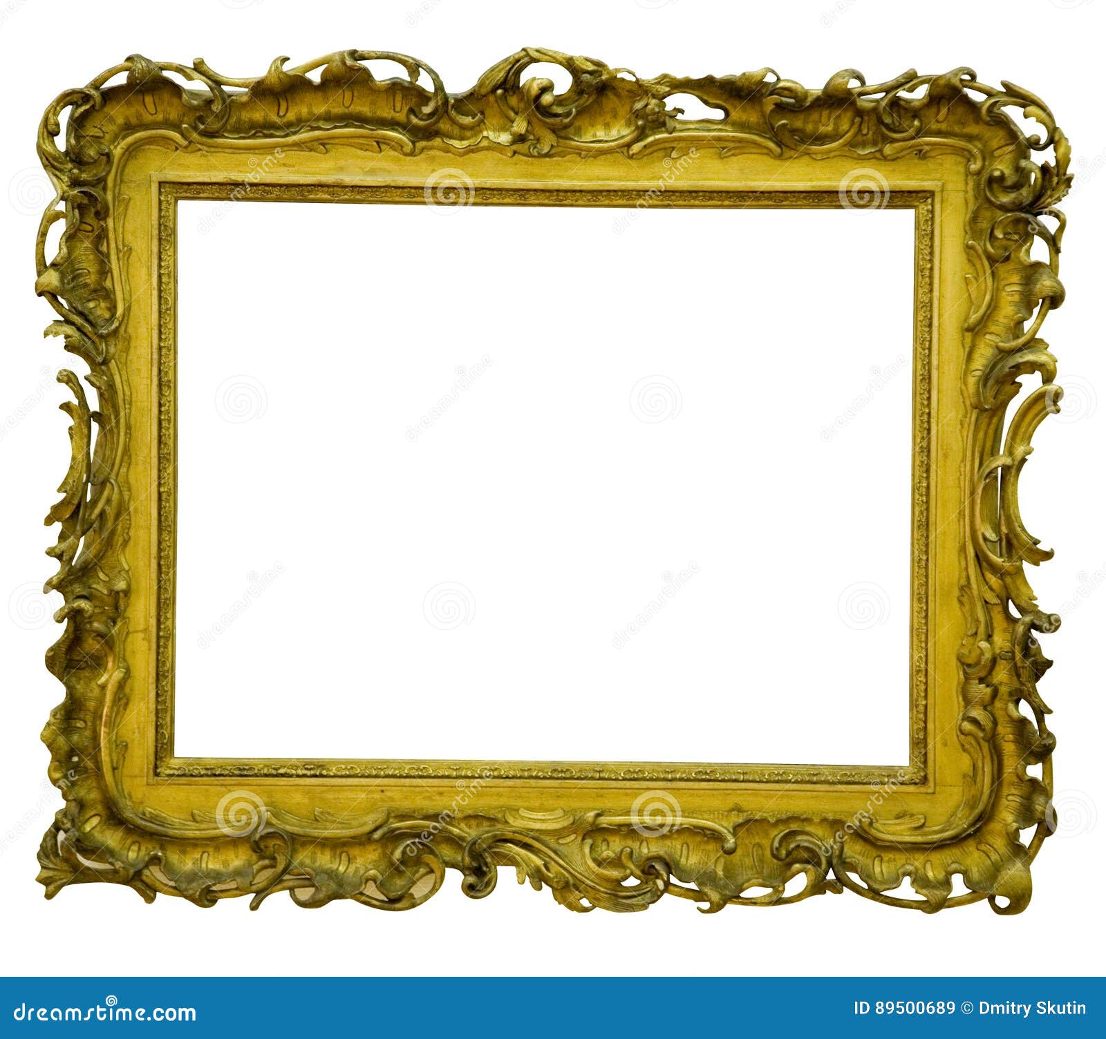 Antique Frame is Very Old with Cracks and Uneven Isolated on White ...