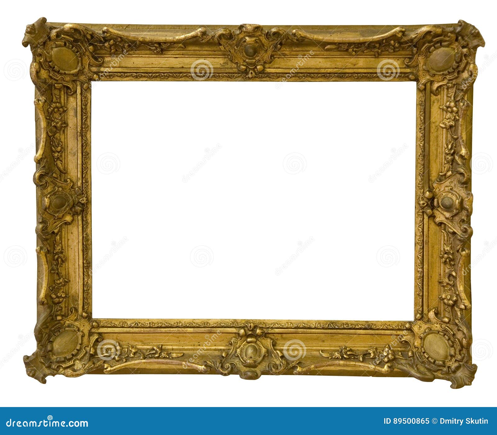 Antique Frame is Very Old with Cracks and Uneven Isolated on White ...