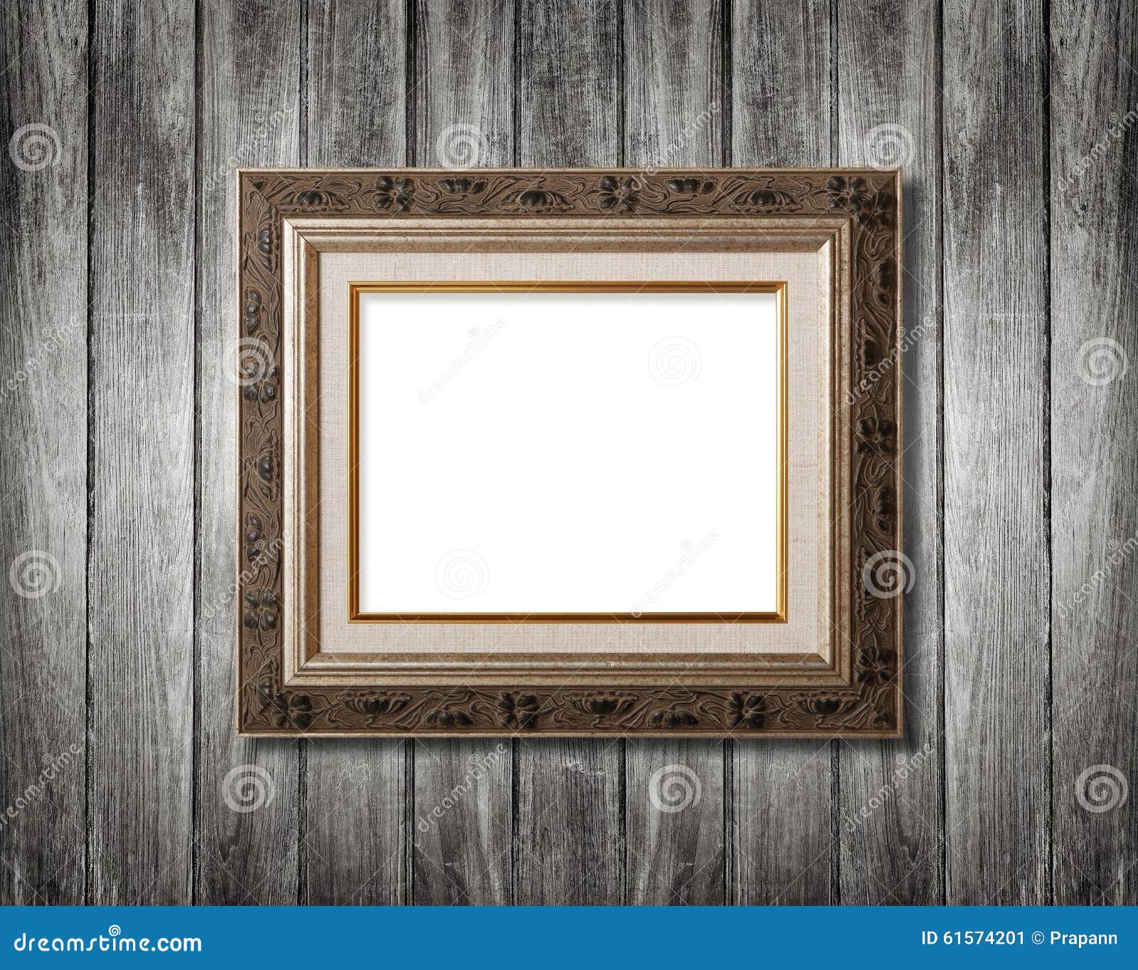 Antique Frame on Wooden Wall Stock Image - Image of design, imagery ...