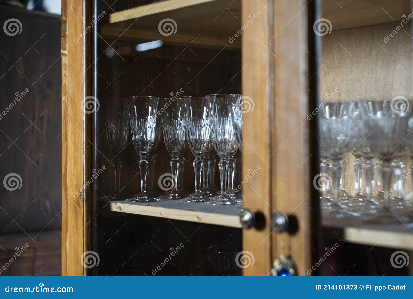 Antique Glasses Inside the Cupboard 3 Stock Image - Image of apartment ...