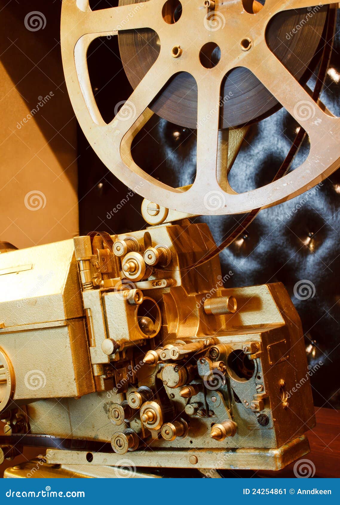 Antique Gold Color Projector with the Film Stock Image - Image of ...