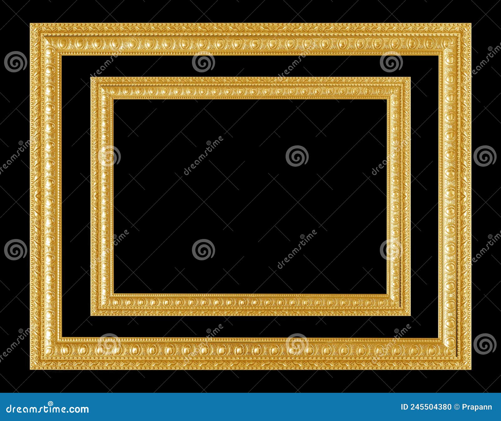 The Antique Gold Frame on Black Background for Design Stock Photo ...