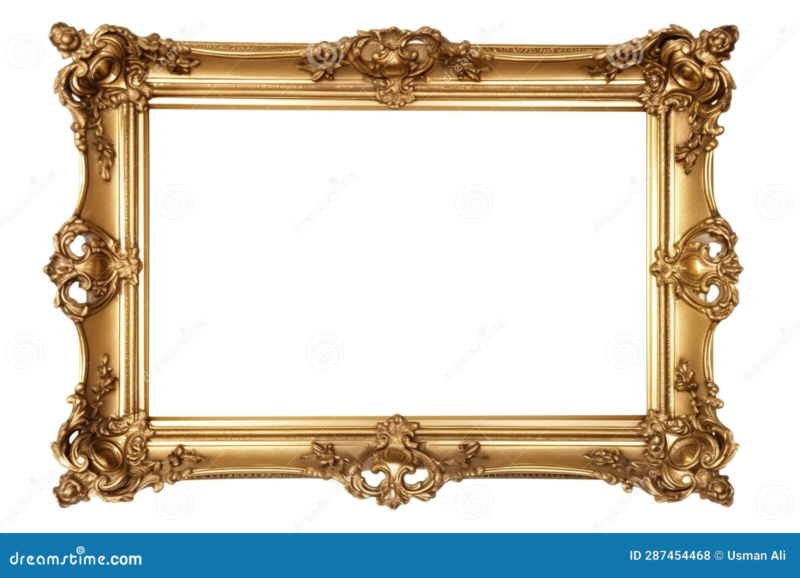 Antique Gold Frame on White Background. AI Stock Photo - Image of ...
