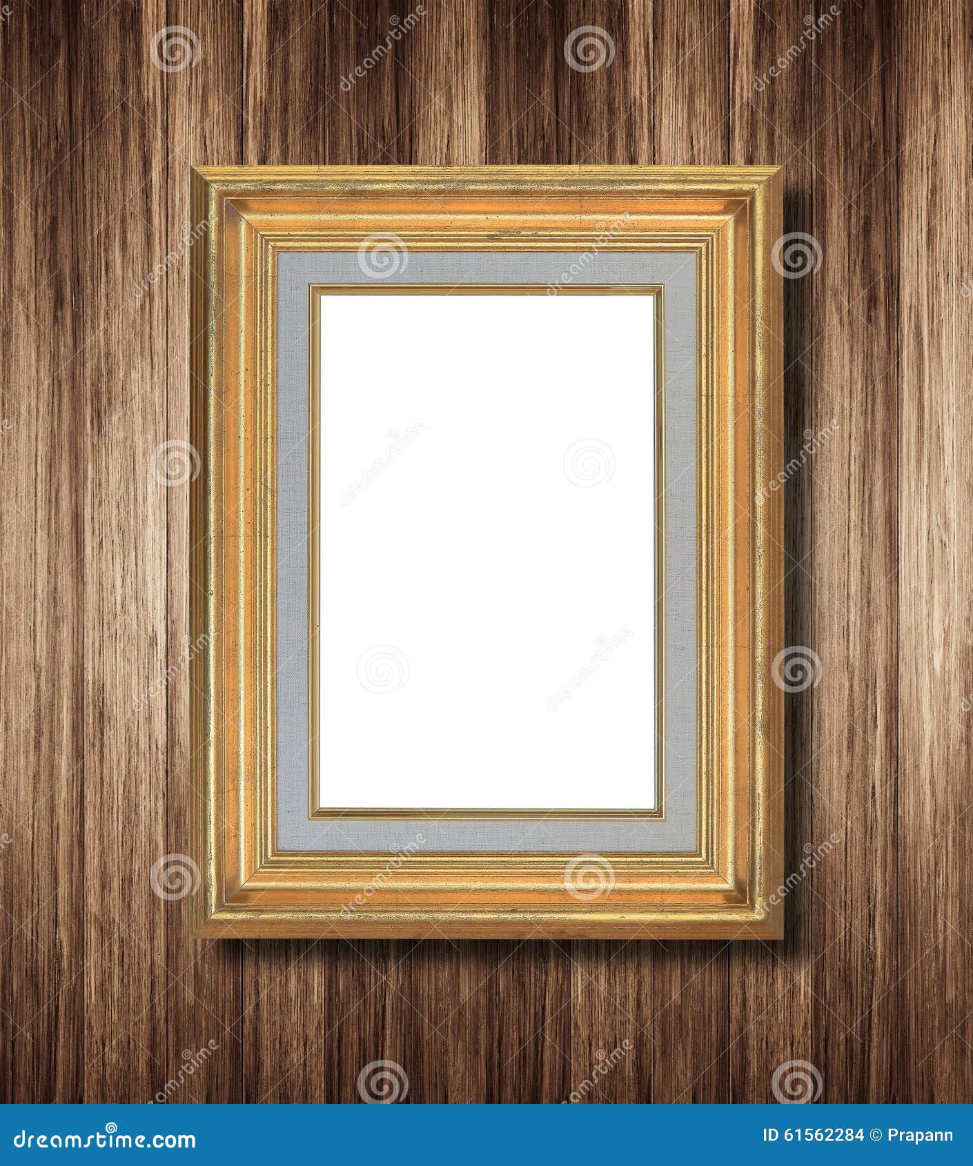 Antique Gold Frame on Wooden Wall Stock Photo - Image of custom, gilded ...