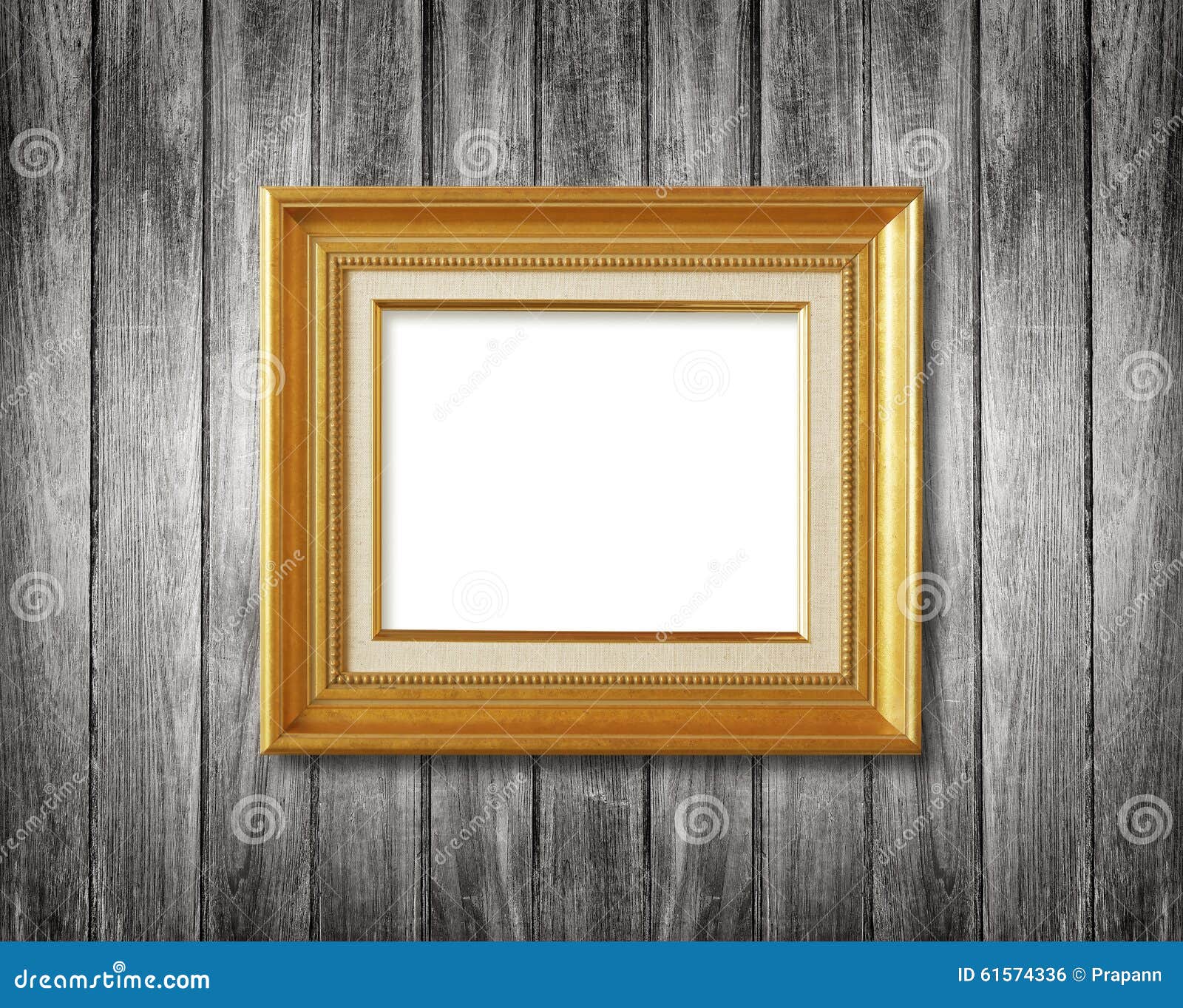 Antique Gold Frame on Wooden Wall Stock Photo - Image of metal, design ...
