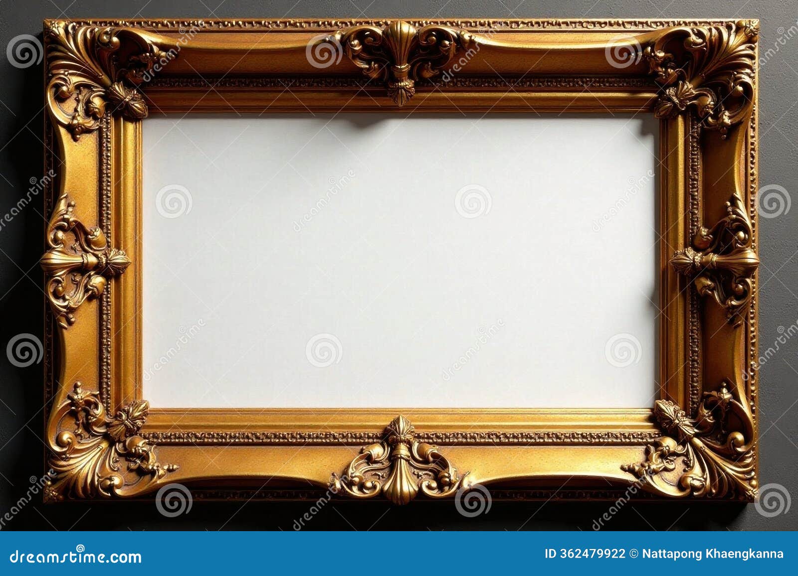 Antique Gold Ornate Rectangular Frame, Elaborate Design , Pattern, Gold ...