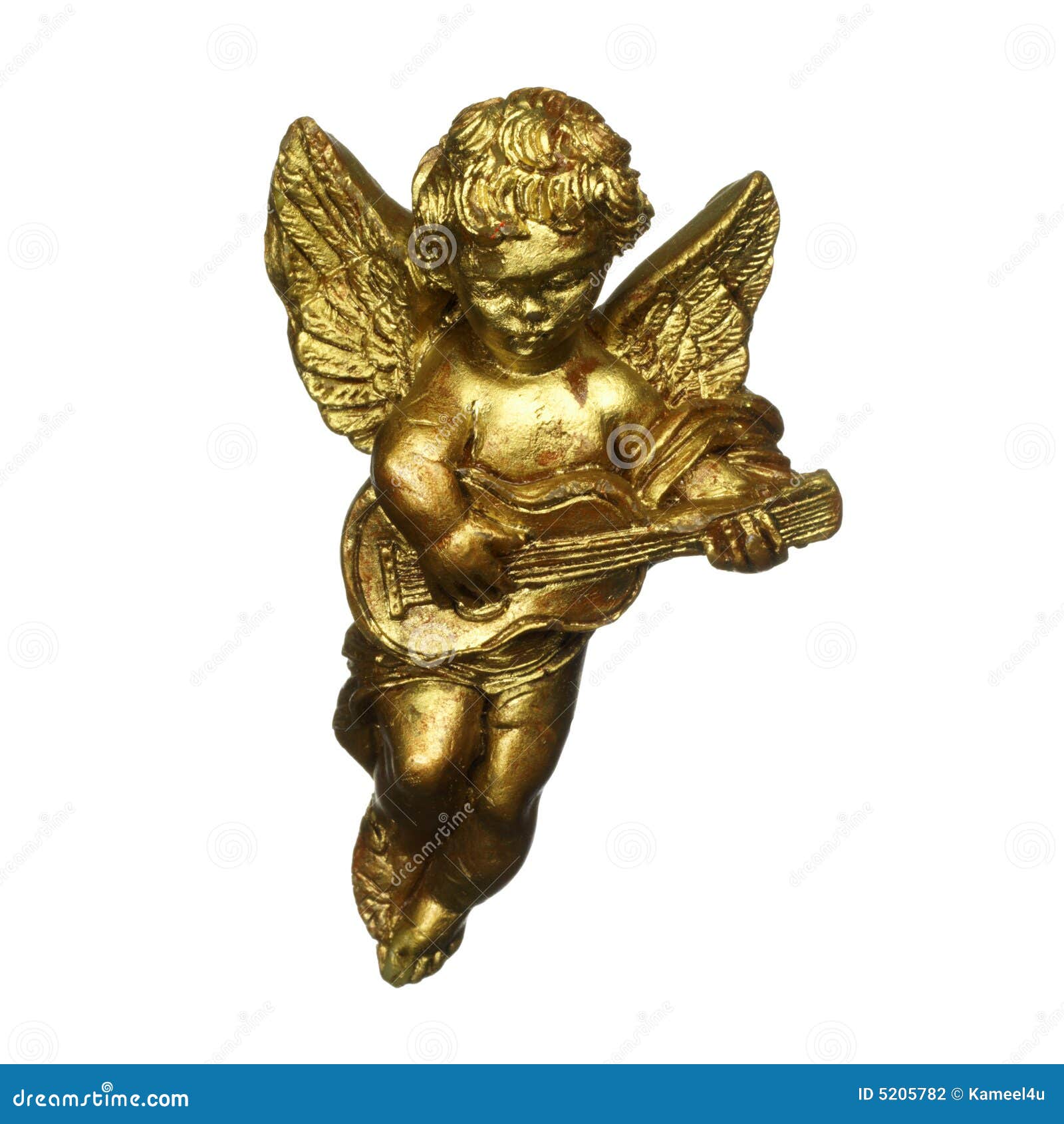 Antique Golden Angel Making Music Stock Photo - Image of citer ...