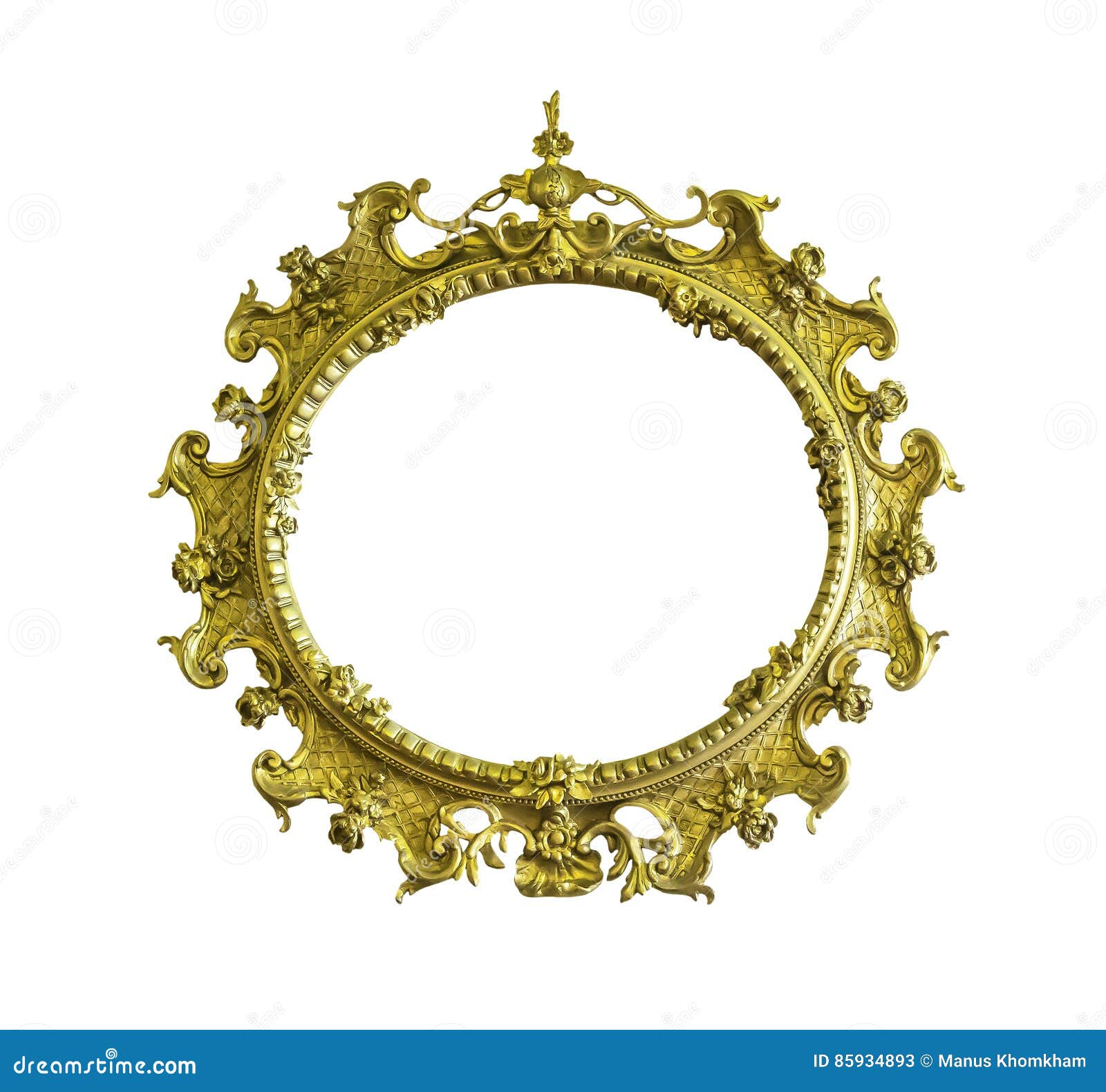 Antique Golden Ellipse Frame Isolated Stock Image - Image of classic ...
