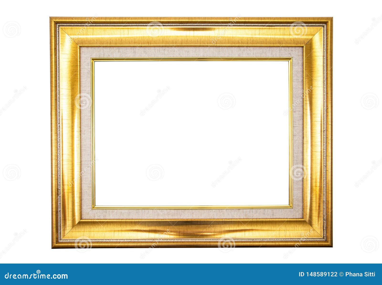 Rectangle Antique Golden Frame Isolated On White Background. Rectangle ...