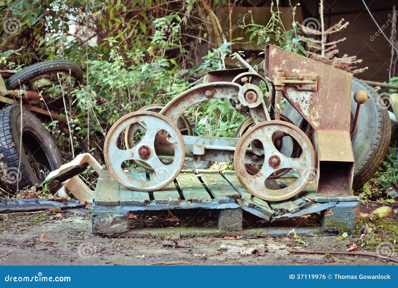 Scap Iron In A Big Metal Container In Scrap Collecting Yard. Royalty ...