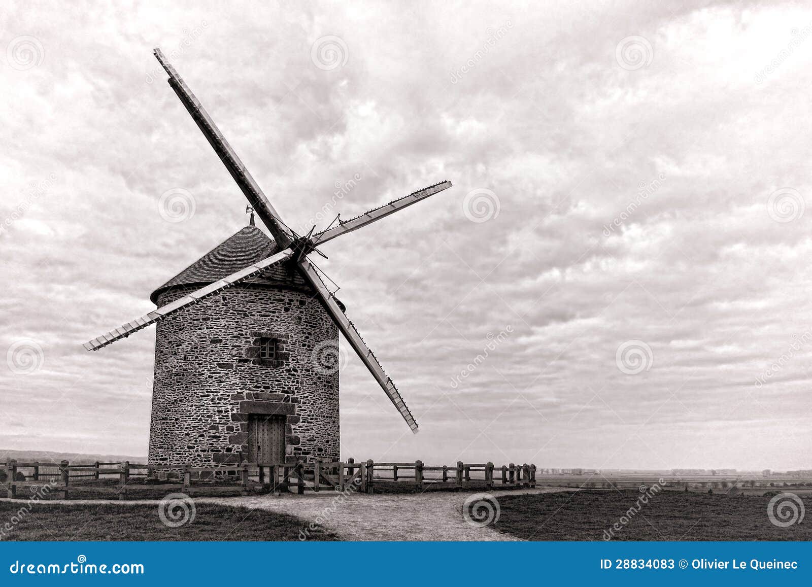 Antique Grain Windmill on Countryside Hill Stock Image - Image of ...