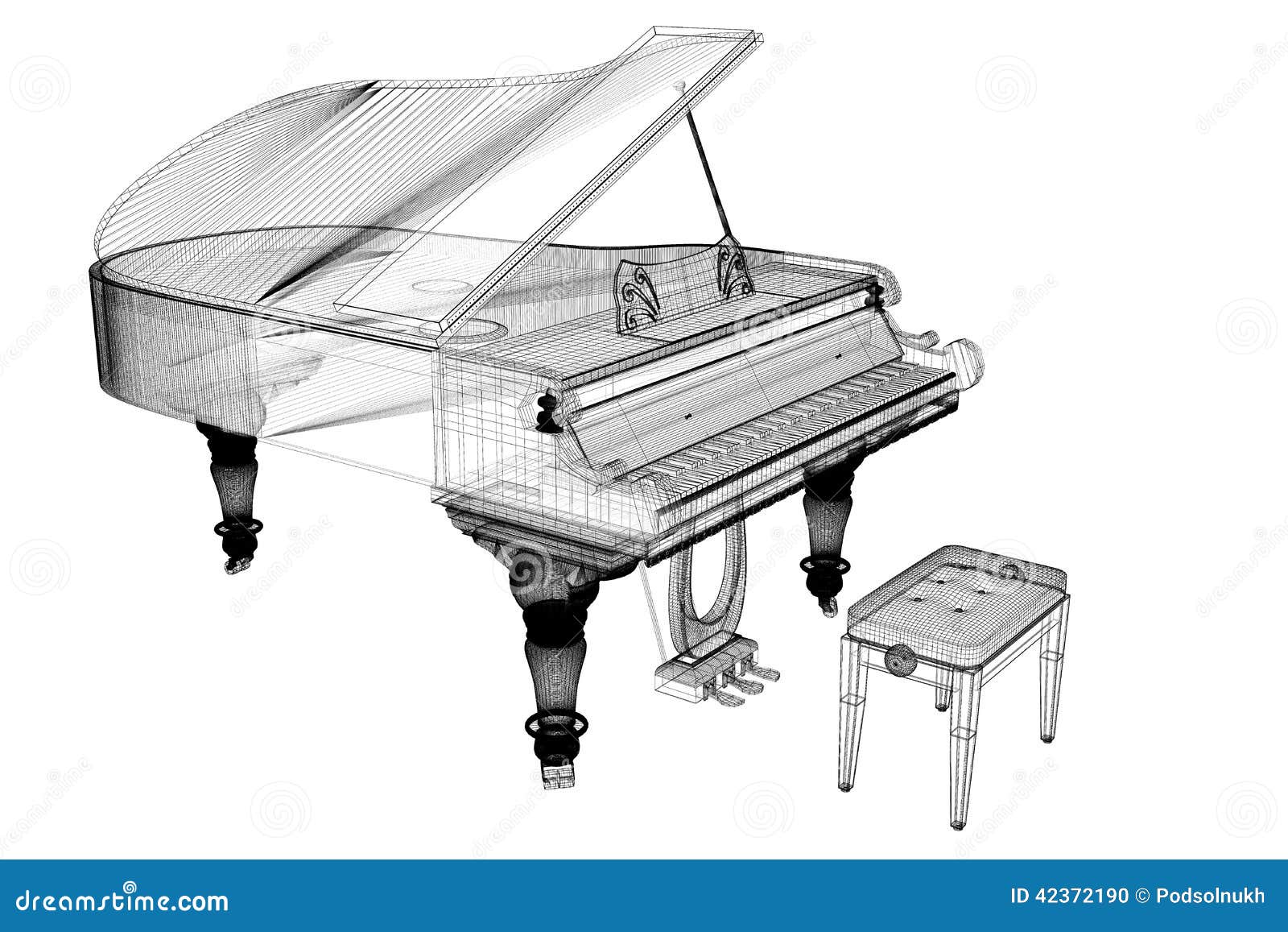 Antique Grand Piano with Path Stock Illustration - Illustration of ...