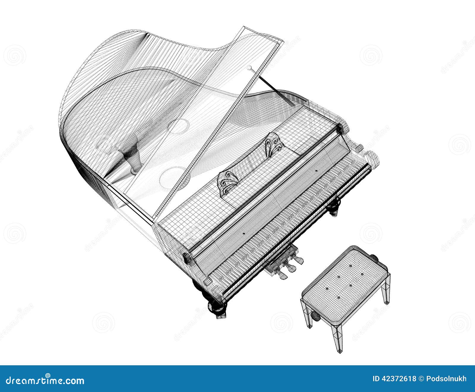 Antique Grand Piano With Path Stock Photo | CartoonDealer.com #42372618