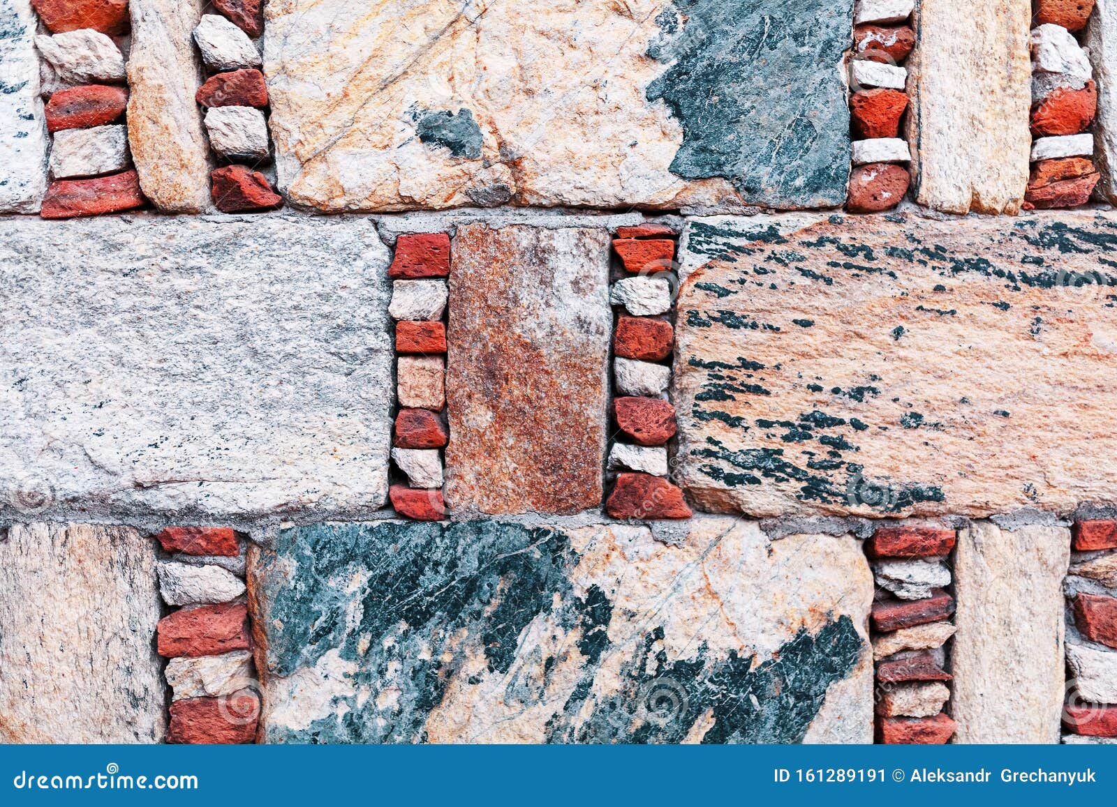 Antique Gray Stone Wall Framed by Red Brick. Turkish Masonry Stock ...