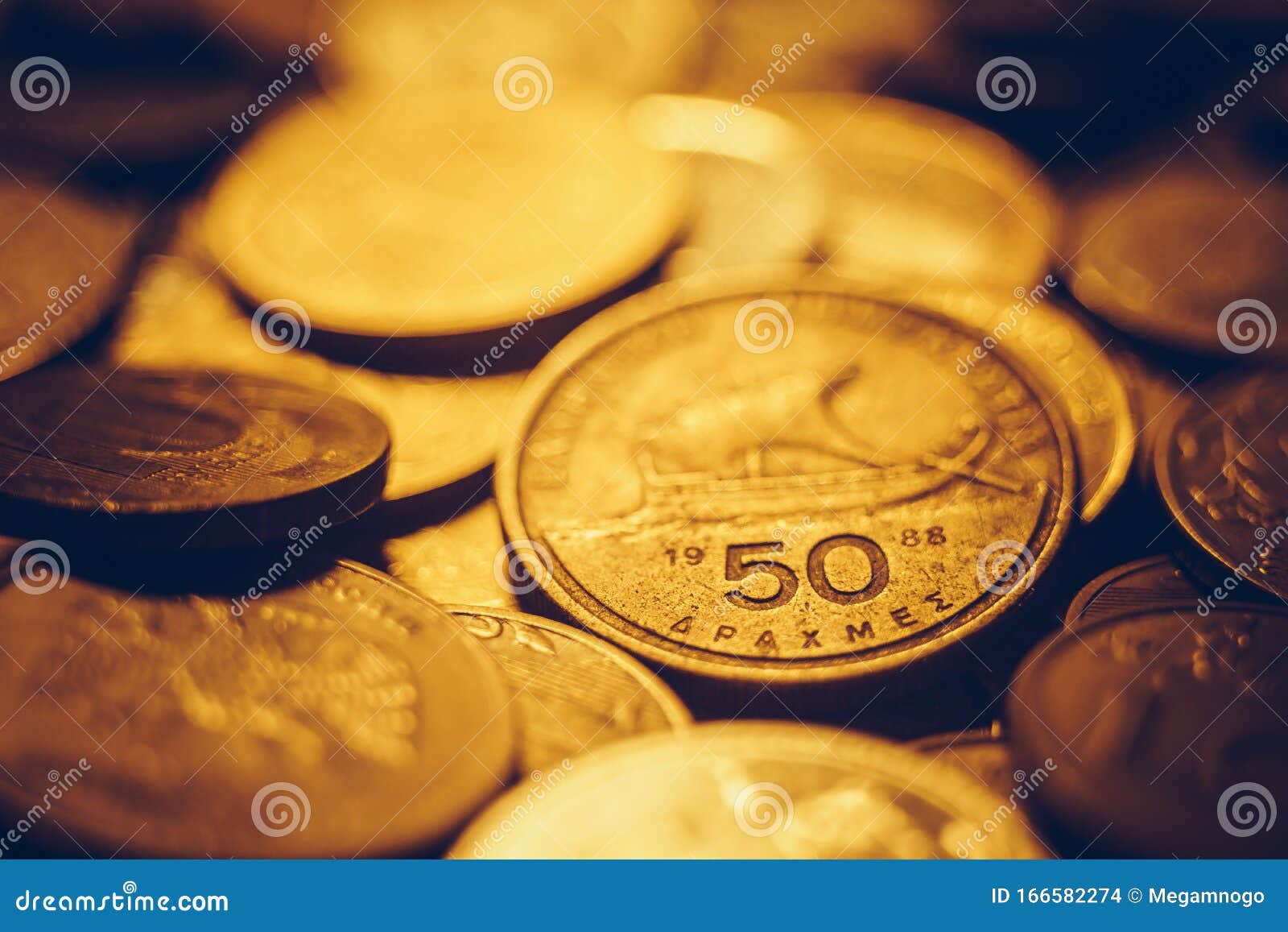 Antique Greek Coins of Drachma on the Table Stock Photo - Image of ...