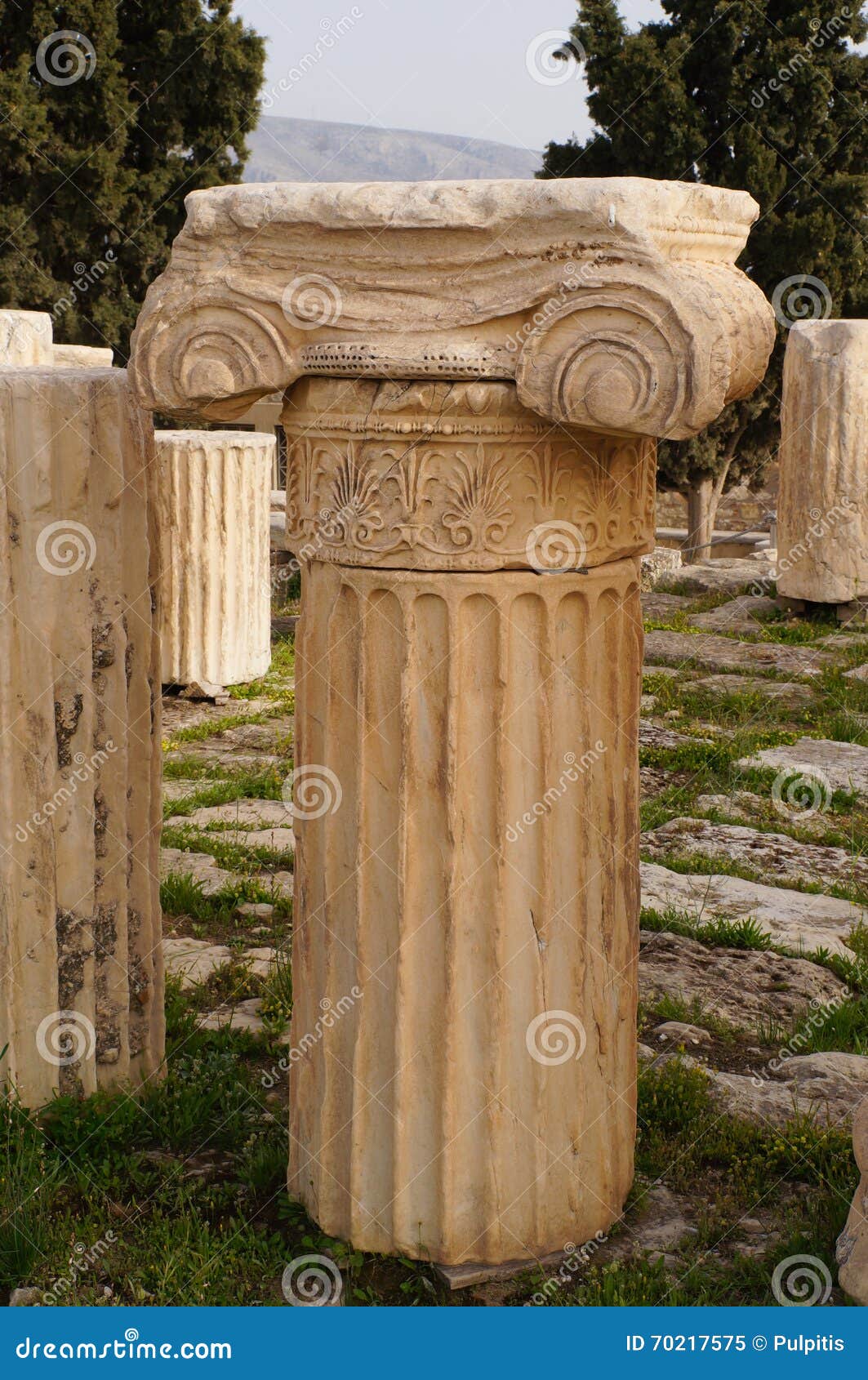 Antique Greek Column in Parthenon,Athens. Stock Image - Image of ...