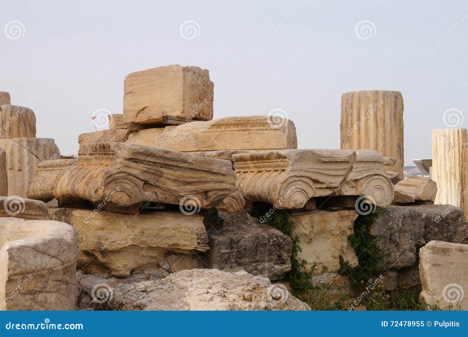 Antique Greek Column , Parthenon, Athens, Greece. Stock Image - Image ...