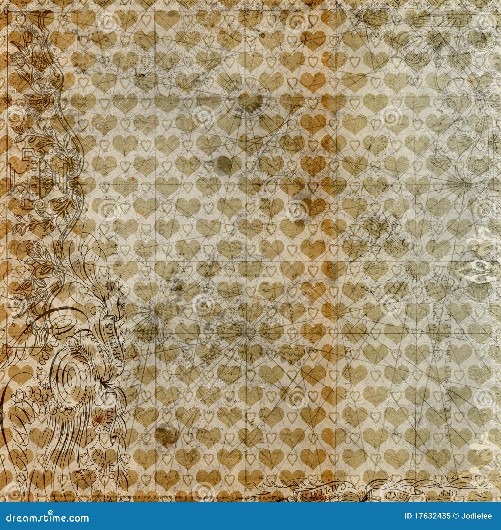Antique Grungy Hearts Brown Background Design Stock Image - Image of ...