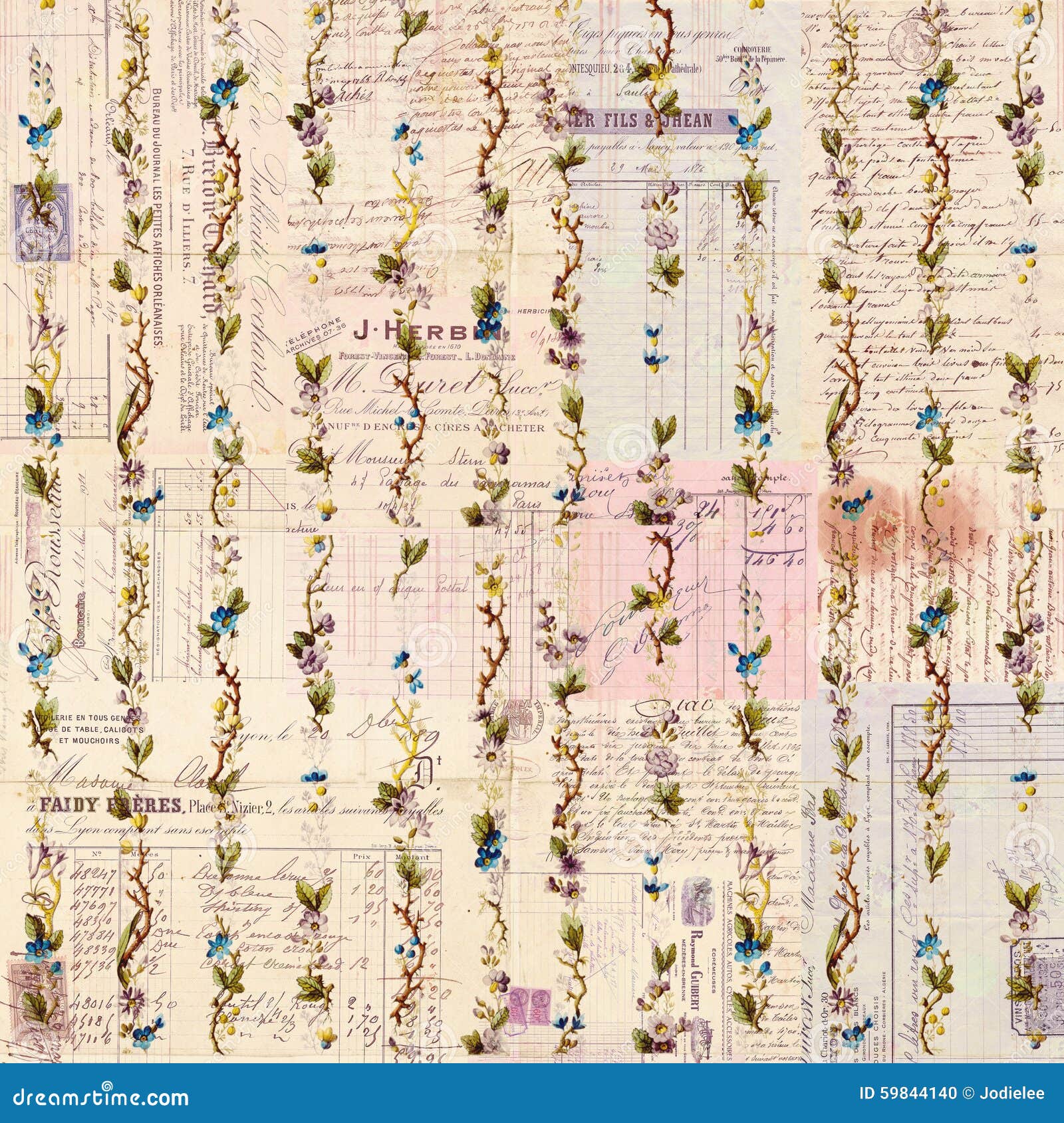 Antique Grungy Script and Floral Background Stock Photo - Image of ...