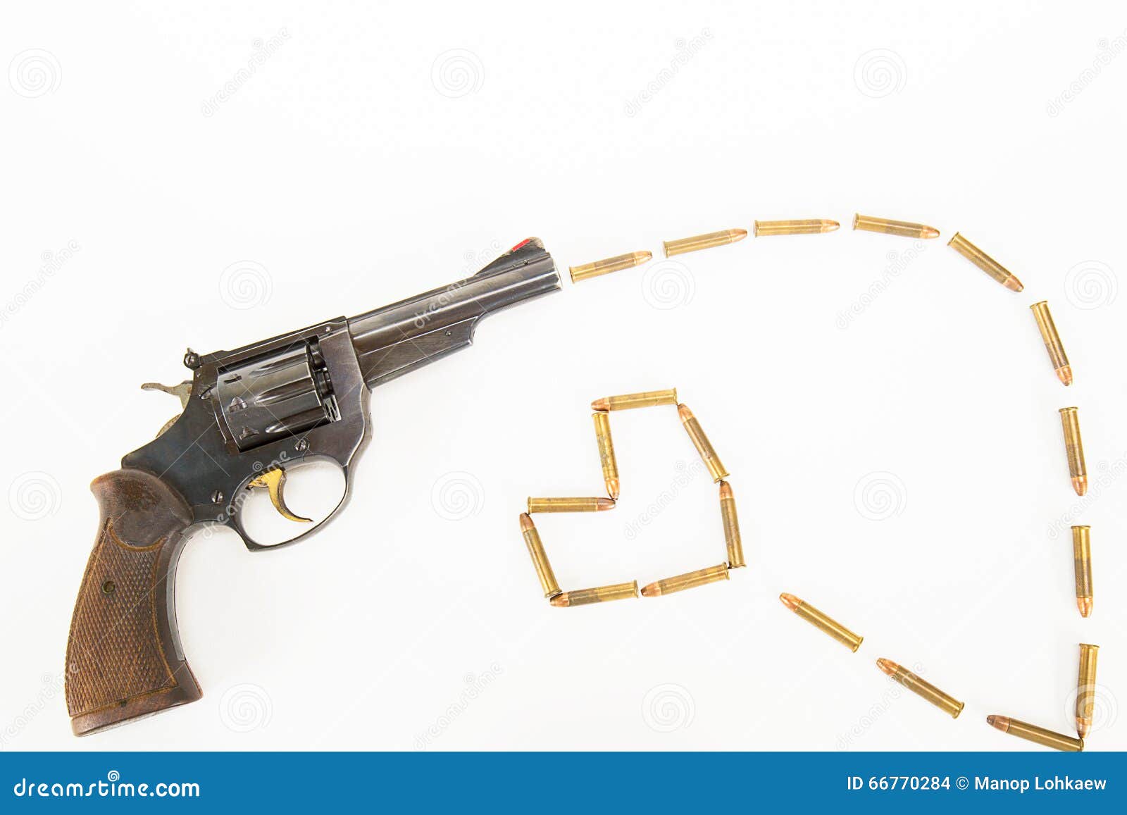 Antique Gun and Bullets Isolated on White Background Stock Photo ...
