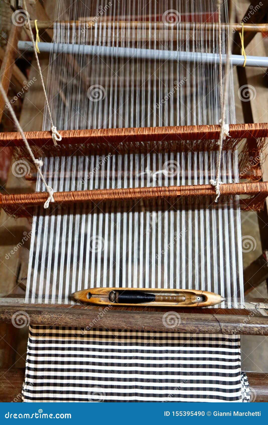 Antique hand loom stock photo. Image of yarn, loom, texture - 155395490